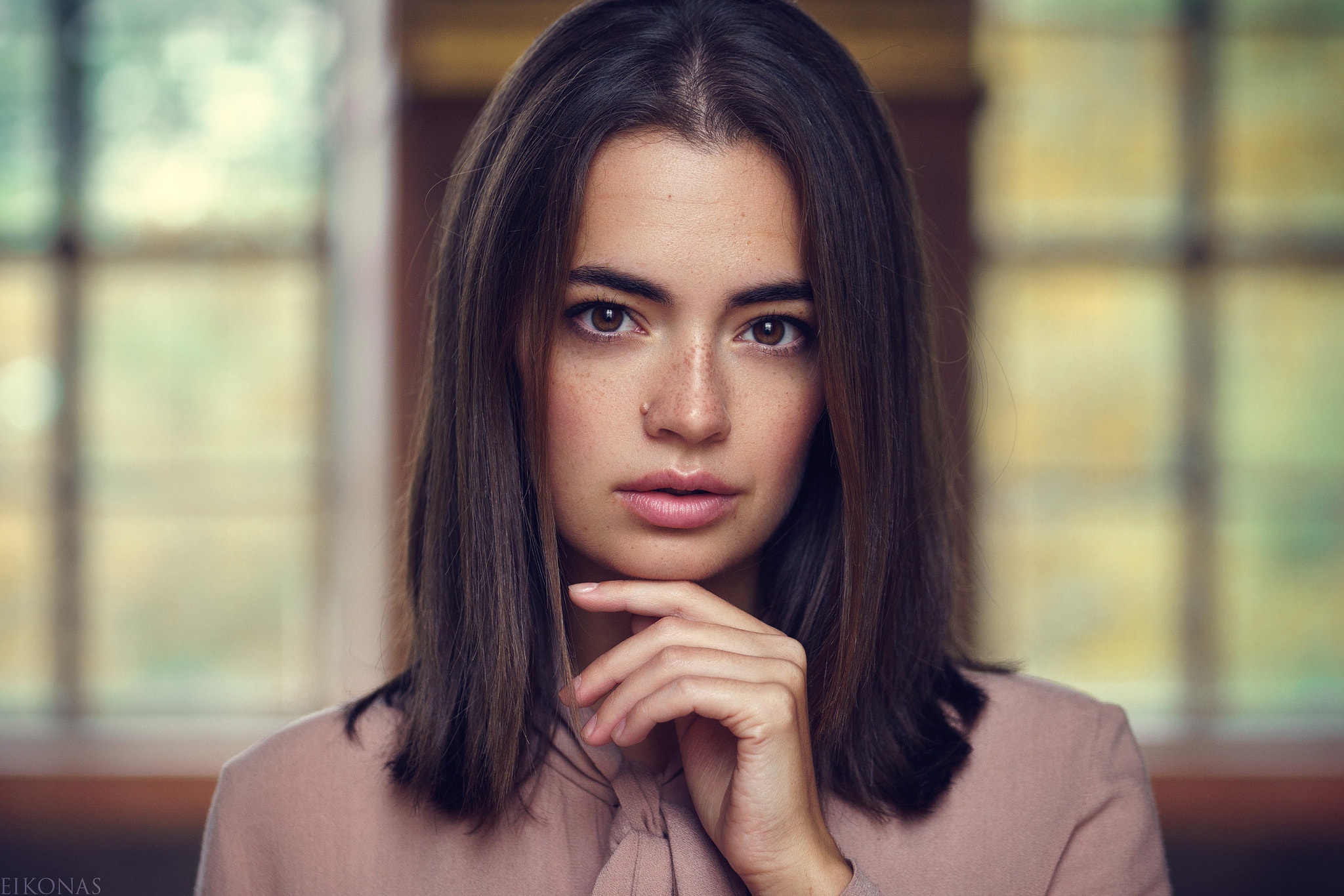 Download Brown Eyes Face Depth Of Field Brunette Woman Model HD Wallpaper by EIKONAS