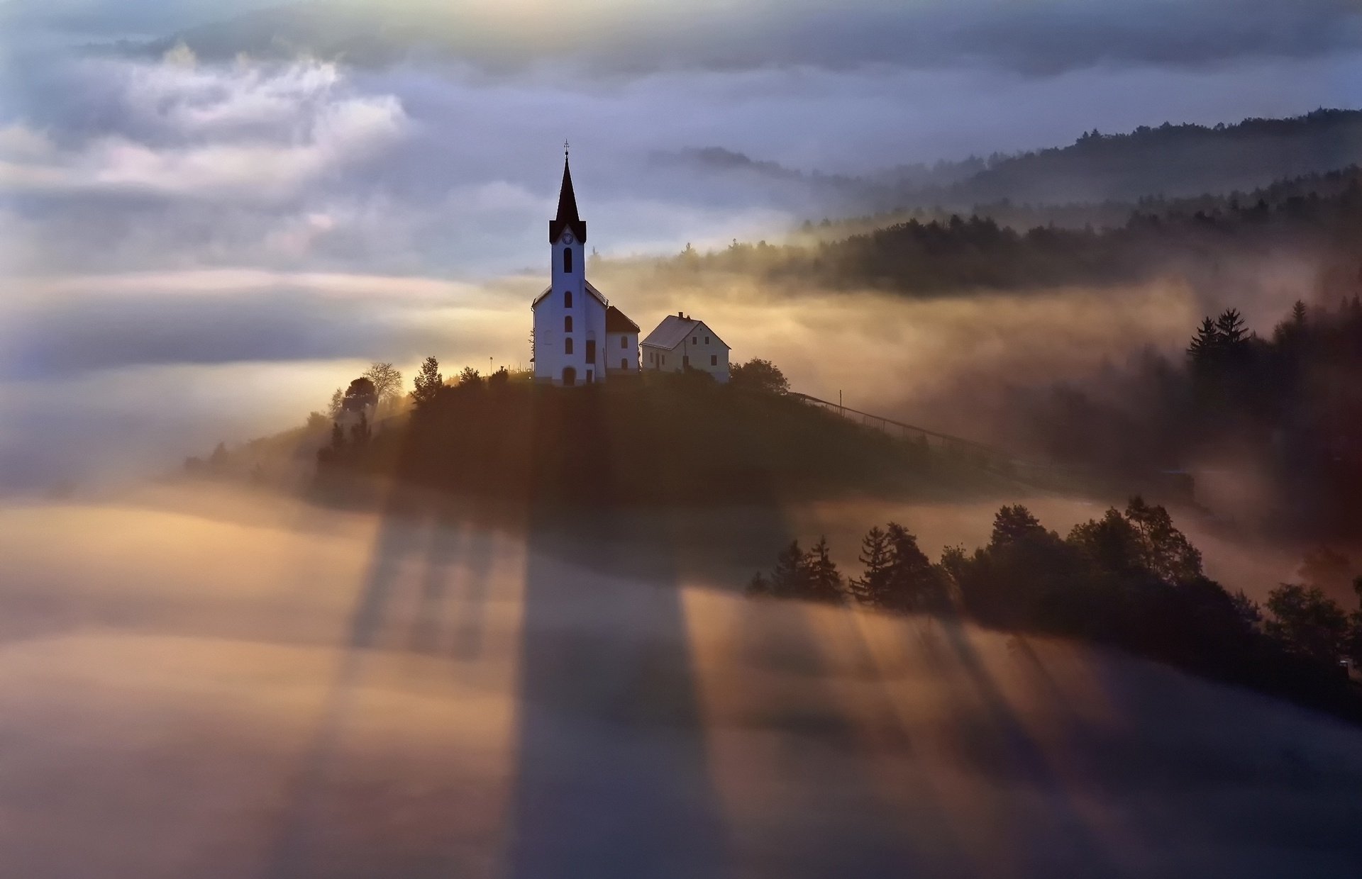 Download Sunbeam Fog Religious Church HD Wallpaper