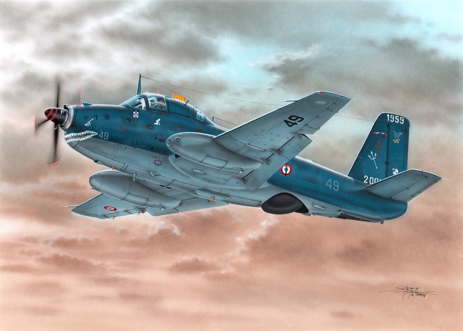 Download Warplane Military Aircraft Bréguet 1050 Alizé HD Wallpaper