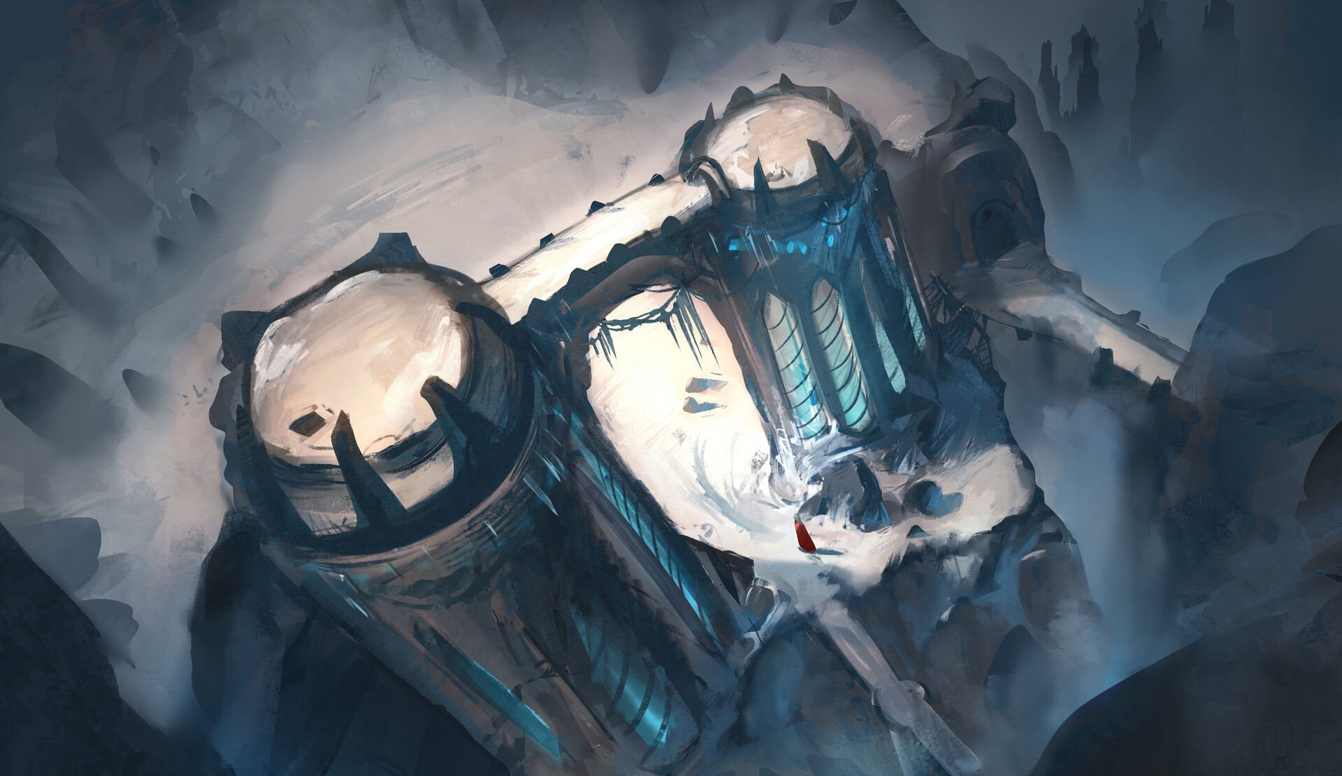 Majestic Ice Fortress Fantasy Wallpaper by Max Suleimanov