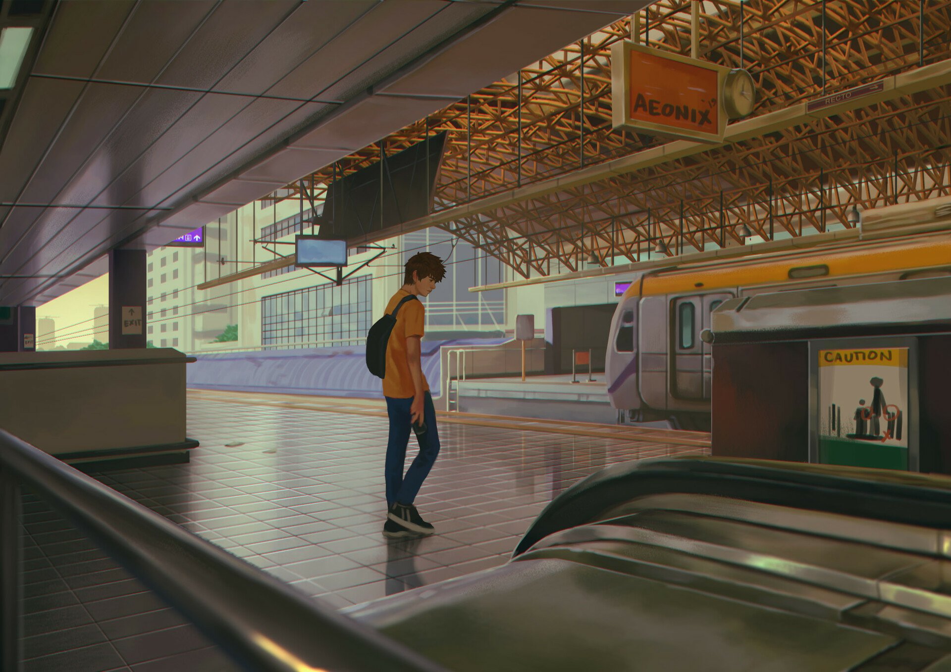 Platform Solitude — Anime Boy HD | Urban Wait — Anime Boy Wallpaper by ...