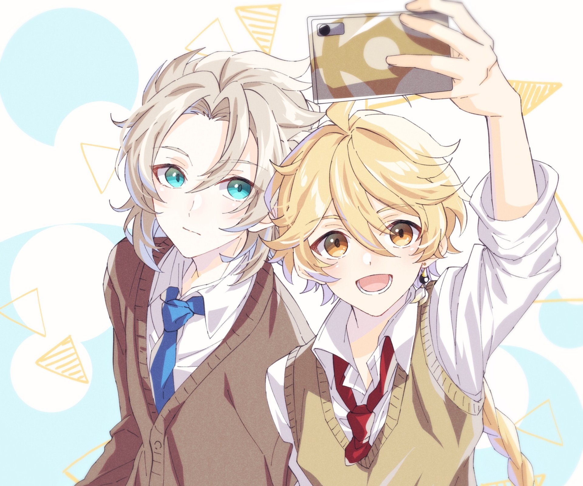 Genshin Impact HD Wallpaper: Albedo & Aether's Bright Selfie Moment ...