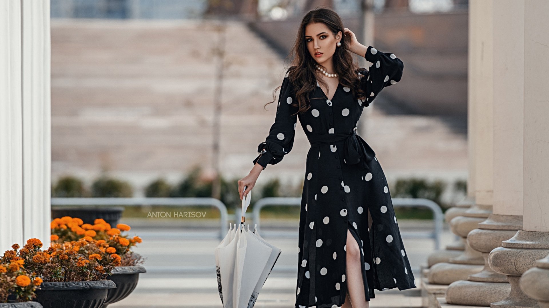 Download Brunette Dress Woman Model HD Wallpaper by Anton Kharisov