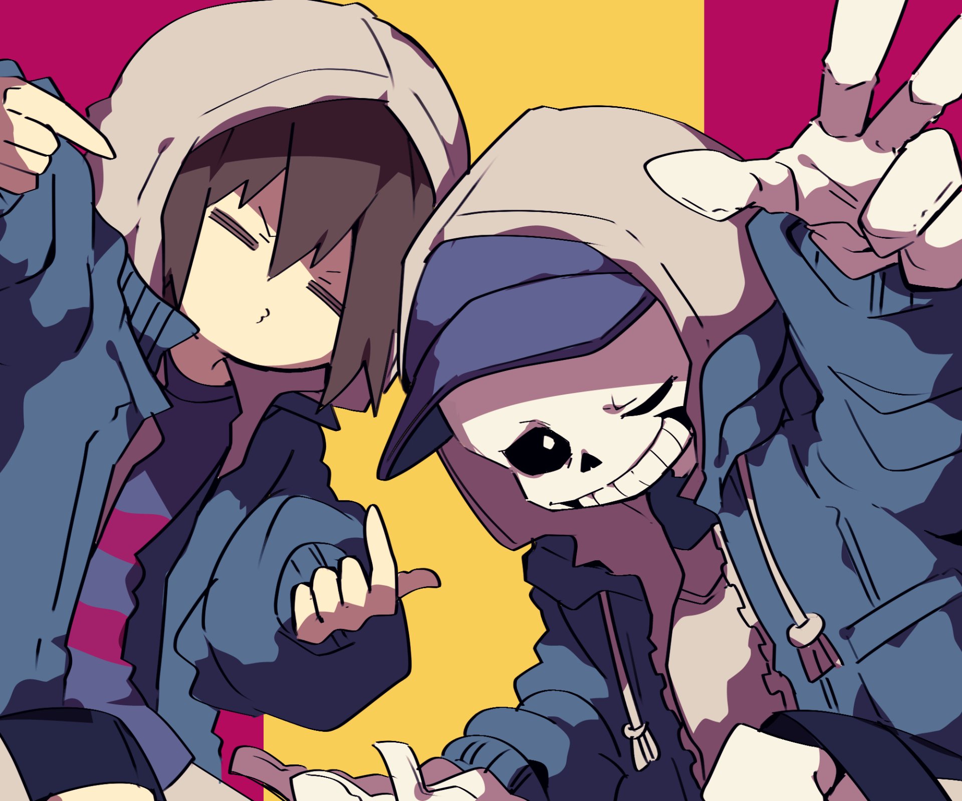 Undertale HD Wallpaper: Frisk & Sans in Action