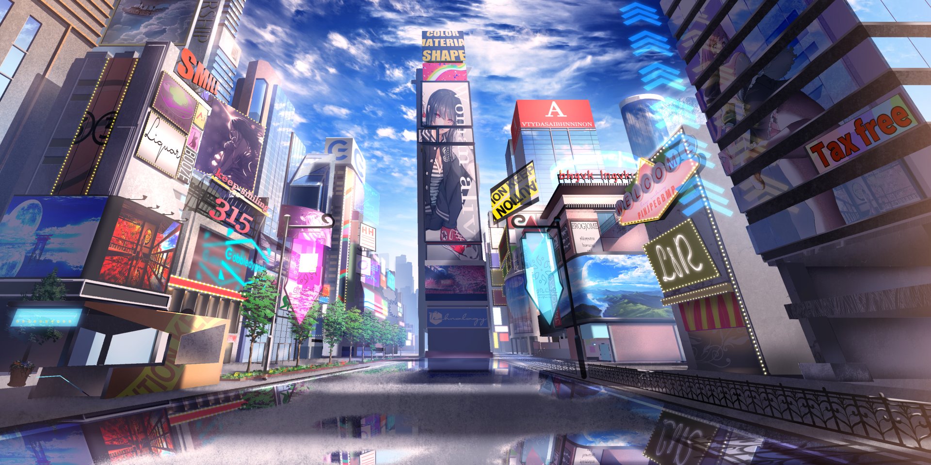 Neon Skyline: Anime City — 2K Quad HD Wallpaper