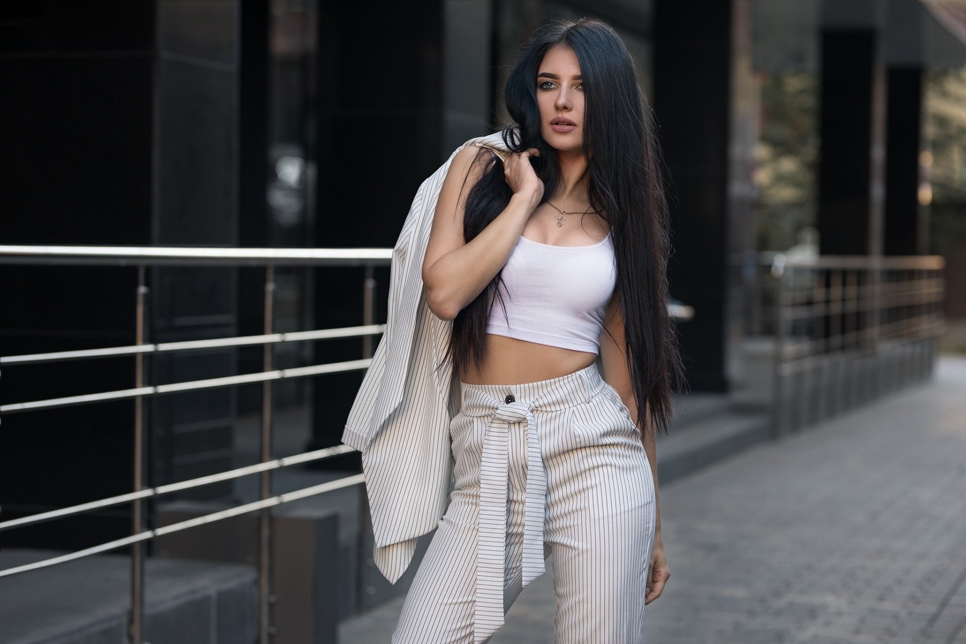 Download Long Hair Black Hair Woman Model HD Wallpaper by Dmitry Shulgin