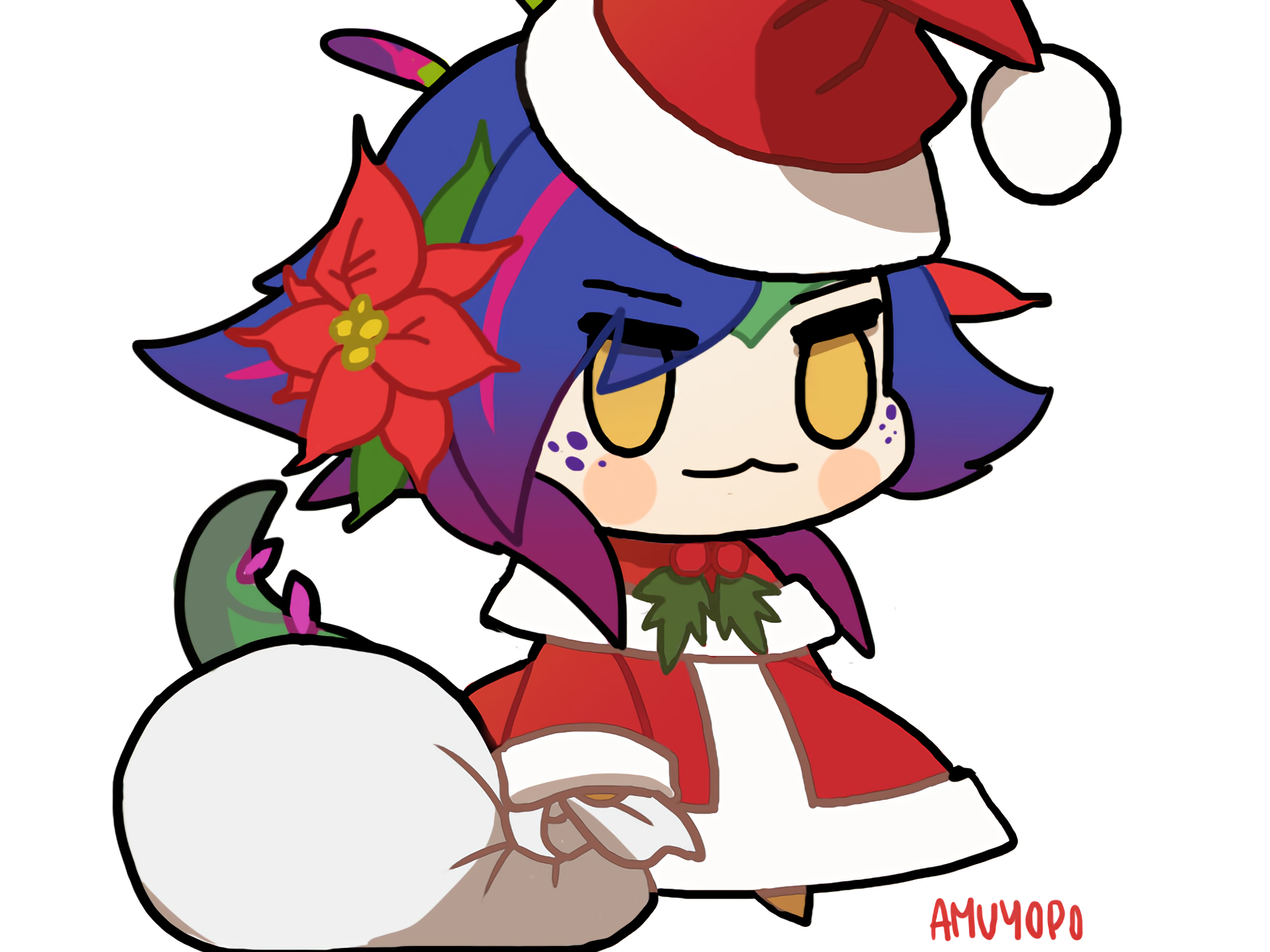 Download Ahri (League Of Legends) Santa Hat Anime Padoru HD Wallpaper