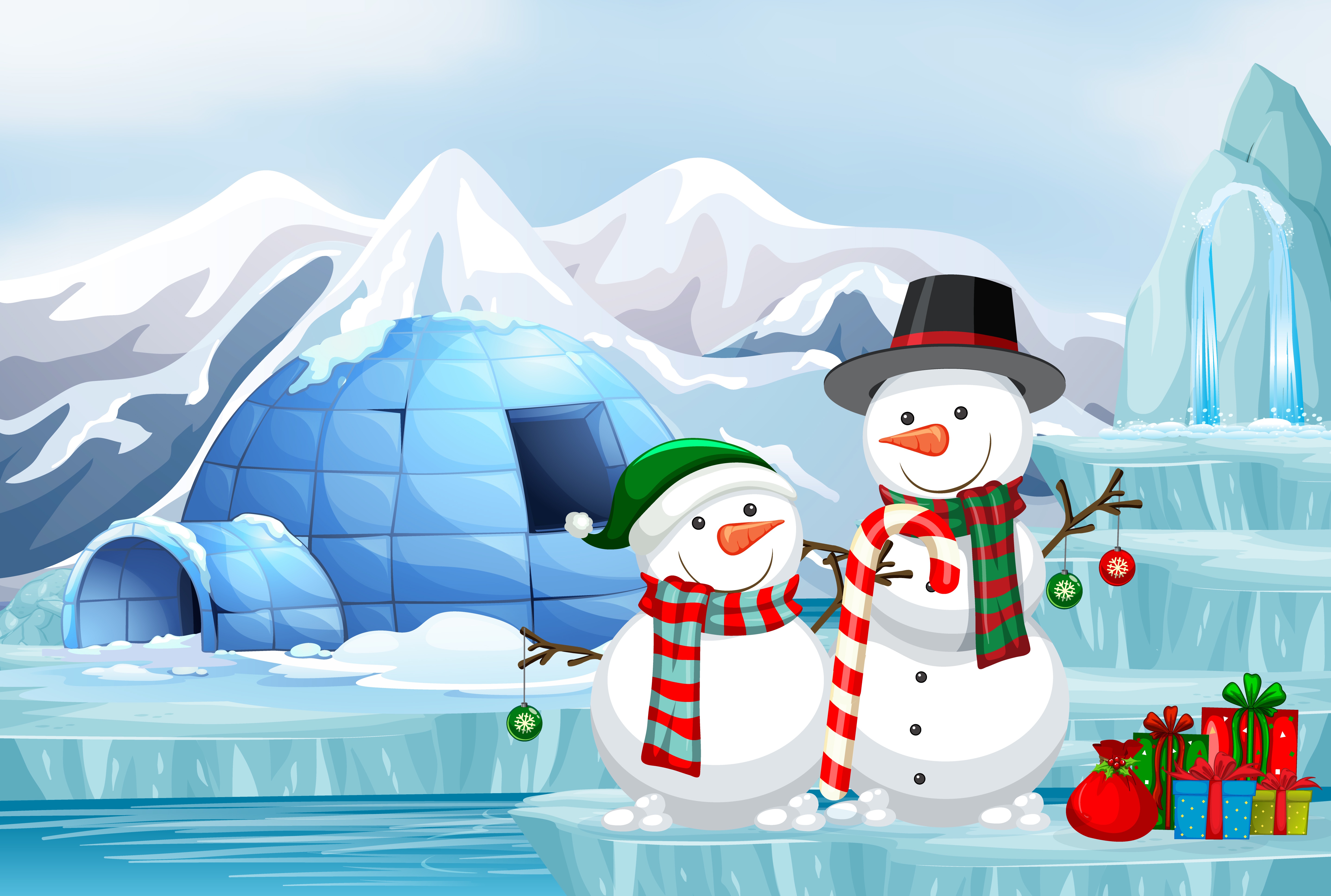 Download Igloo Artistic Snowman 4k Ultra HD Wallpaper