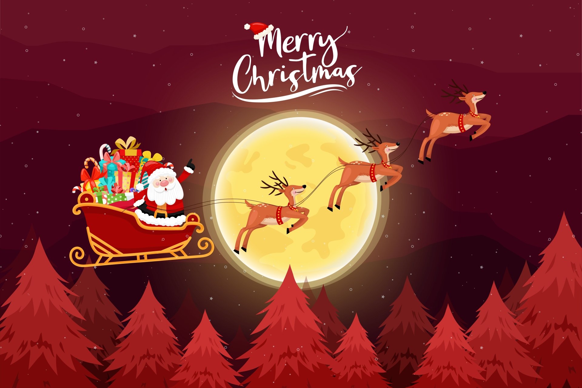 Download Sleigh Santa Merry Christmas Holiday Christmas 4k Ultra HD Wallpaper