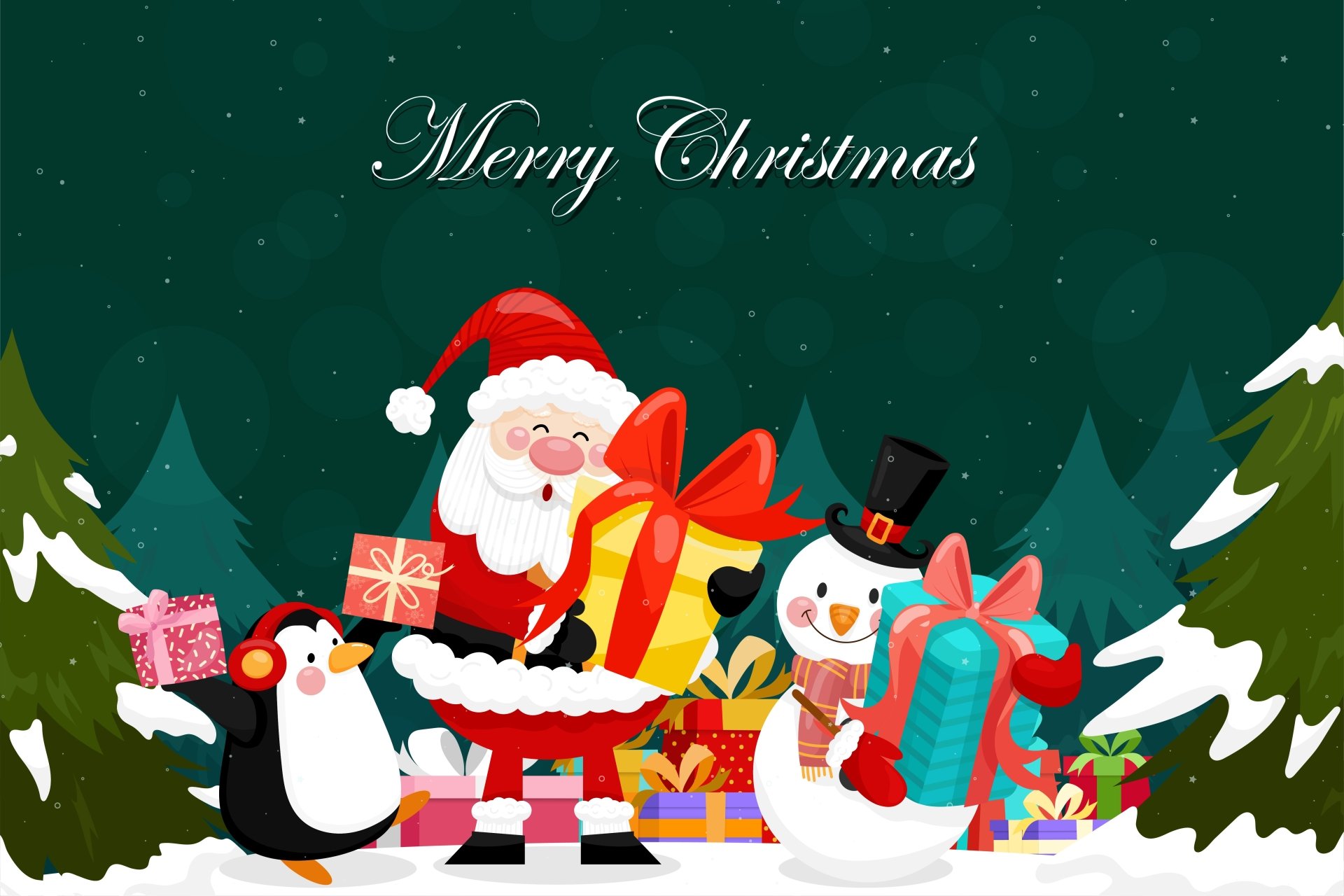 Download Gift Snowman Santa Holiday Christmas 4k Ultra HD Wallpaper