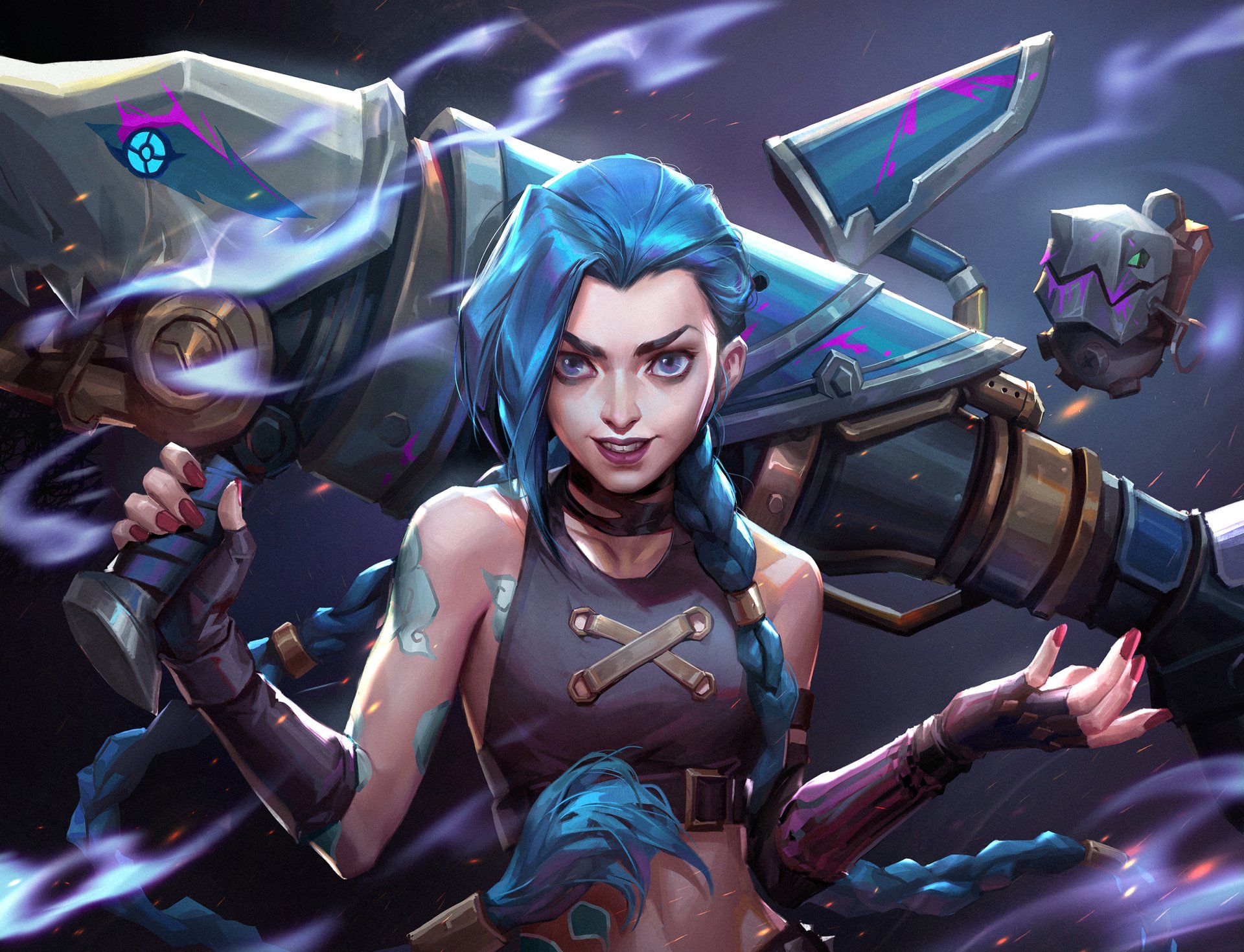 Jinx Unleashed: Stunning Arcane HD Wallpaper from League of Legends TV Show