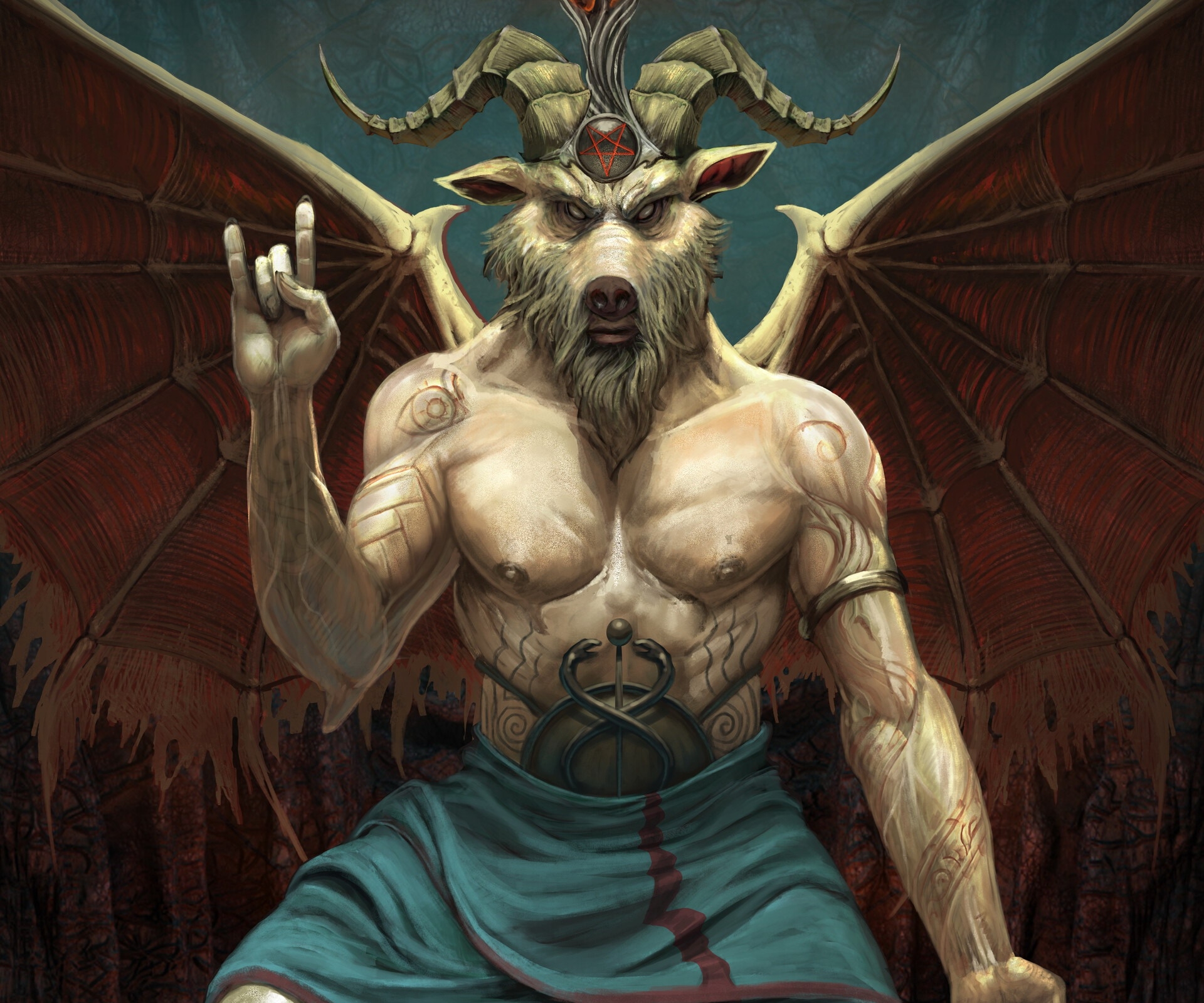 Download Occult Horns Dark Demon HD Wallpaper