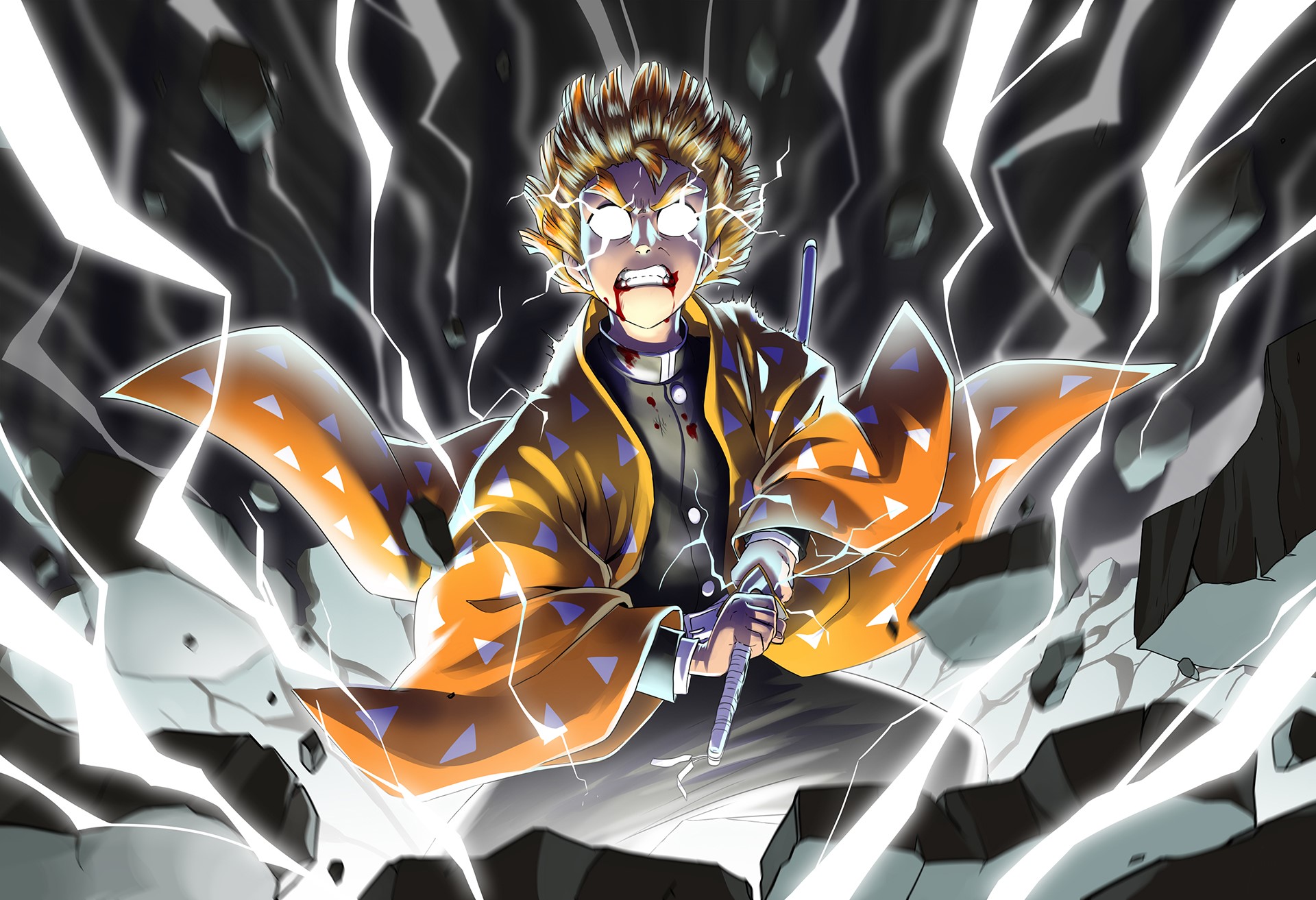 Download Zenitsu Agatsuma Anime Demon Slayer: Kimetsu No Yaiba HD Wallpaper