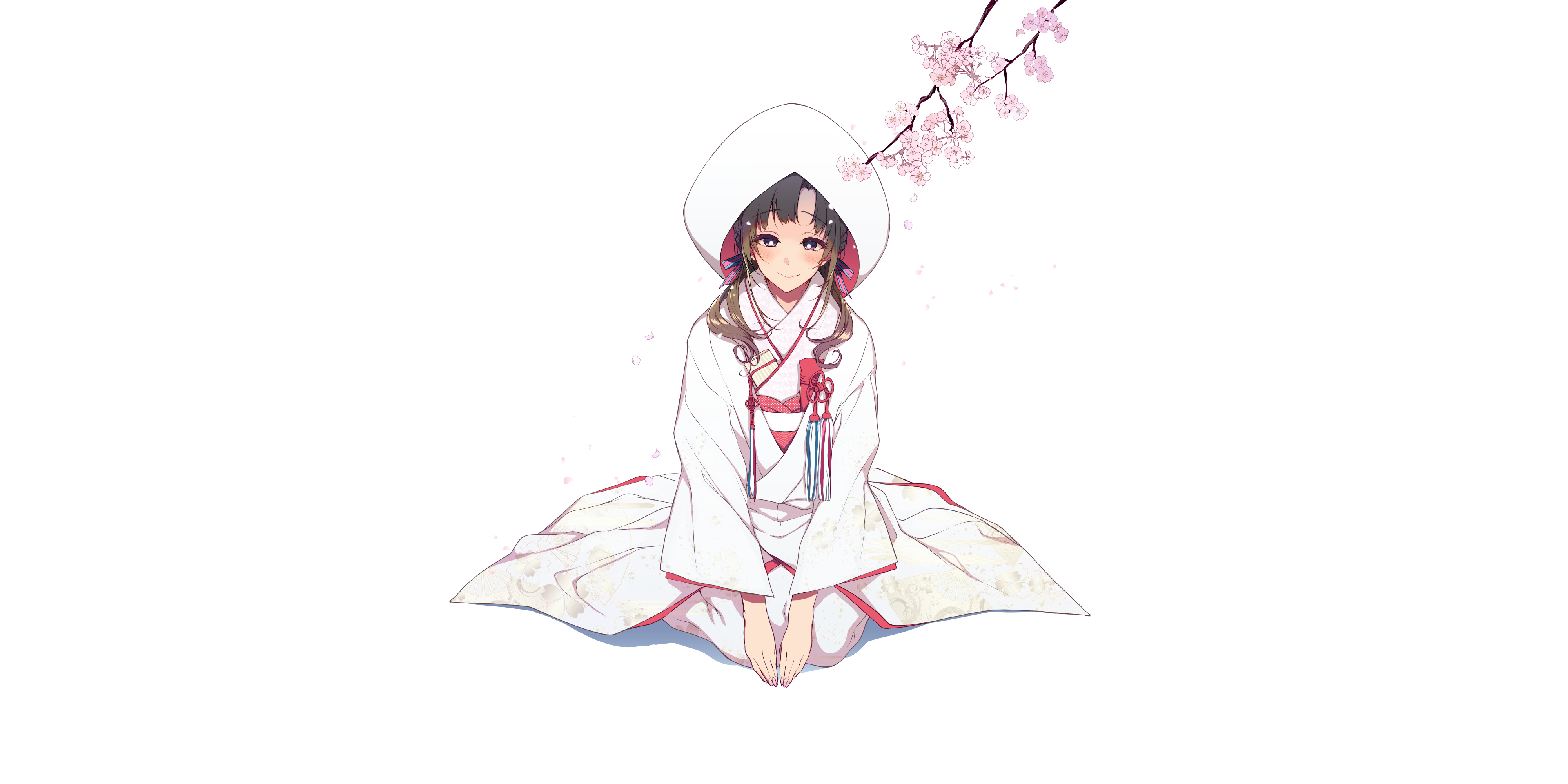 Download Brown Eyes Boots Glove Long Hair Brown Hair White Dress Dress ...