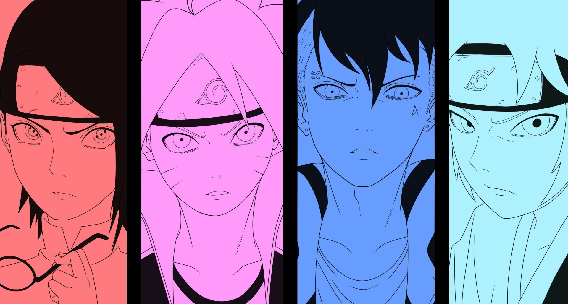 Next-Gen Quartet: Boruto, Sarada, Mitsuki & Kawaki — 2K Anime Wallpaper