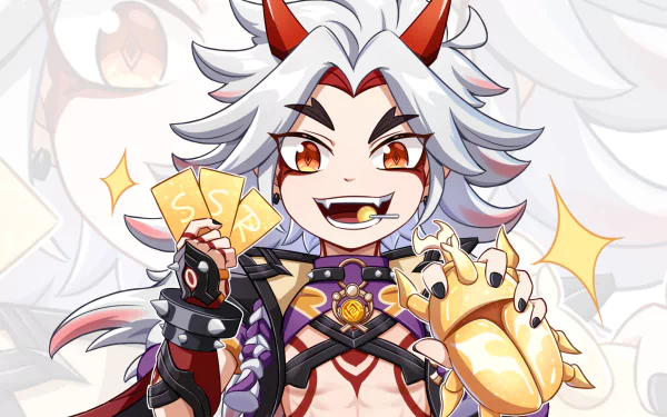 Arataki Itto in Action – Genshin Impact 4K Ultra HD Wallpaper by Rafa