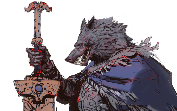 Elden Ring HD: Blaidd the Half-Wolf Fierce Warrior Wallpaper