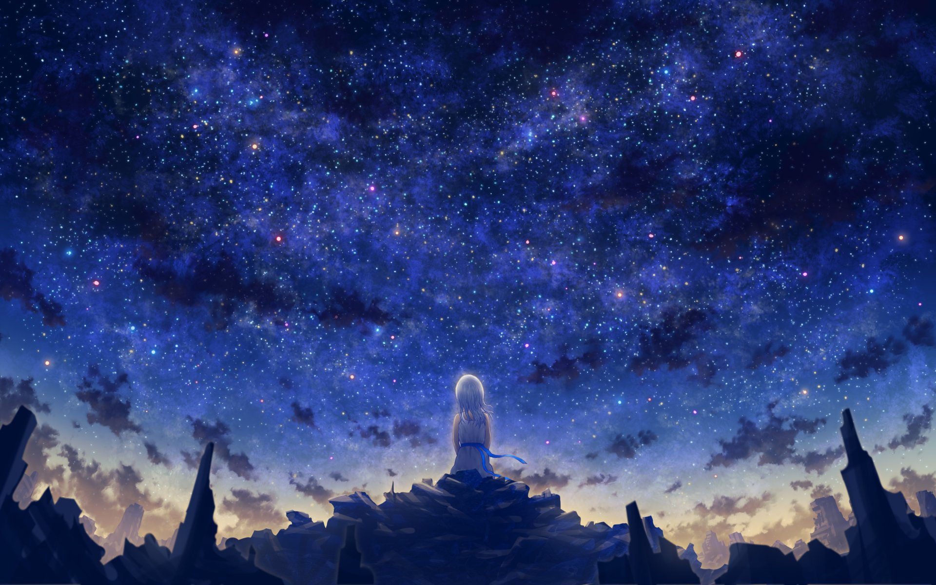 Download Night Anime Girl Anime Girl Anime Night HD Wallpaper by 伊藤あう