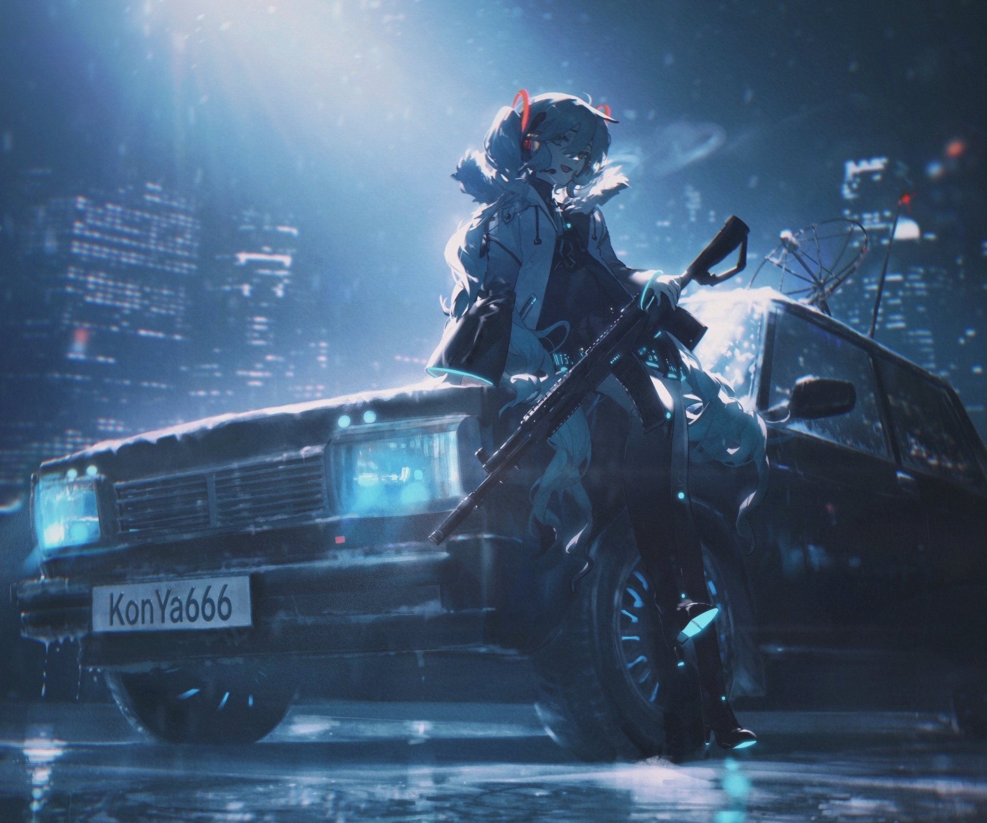 Hatsune Miku Vaporwave Night – HD Anime Vocaloid Wallpaper