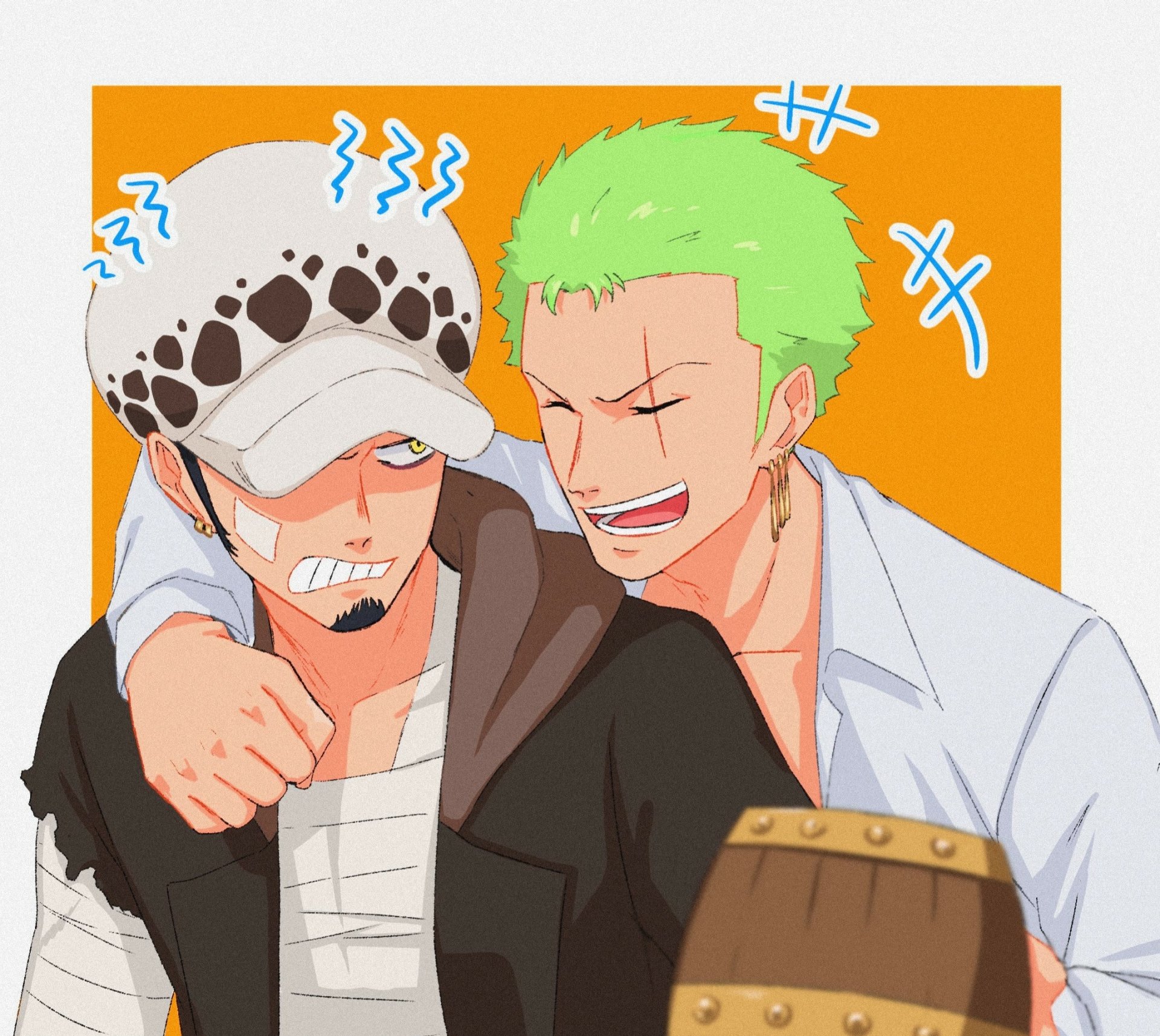 Laughing Rivals: Zoro & Trafalgar Law — One Piece HD Wallpaper by 蓮花 ...