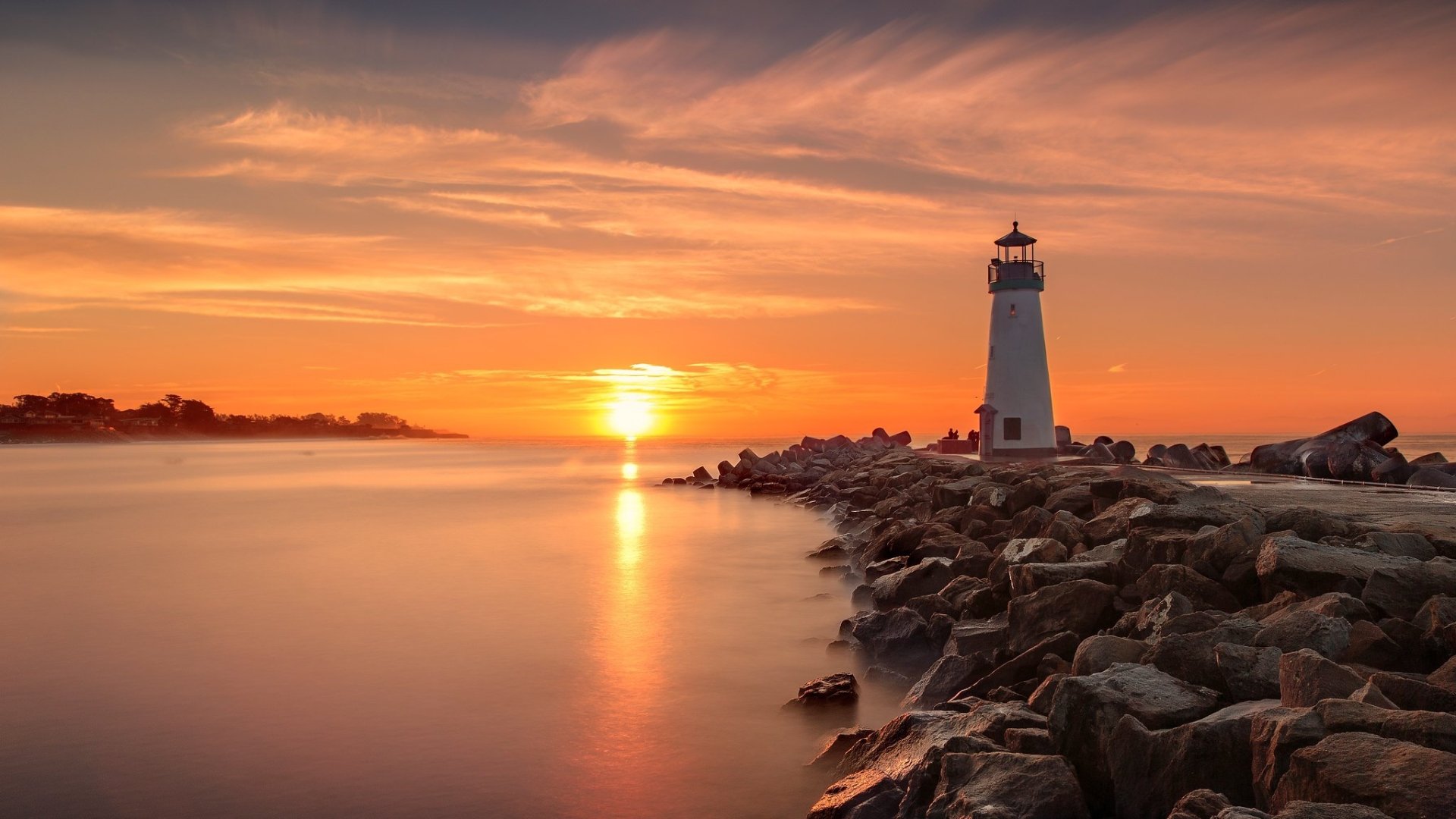 Stunning Sunset Lighthouse HD Wallpaper Photography