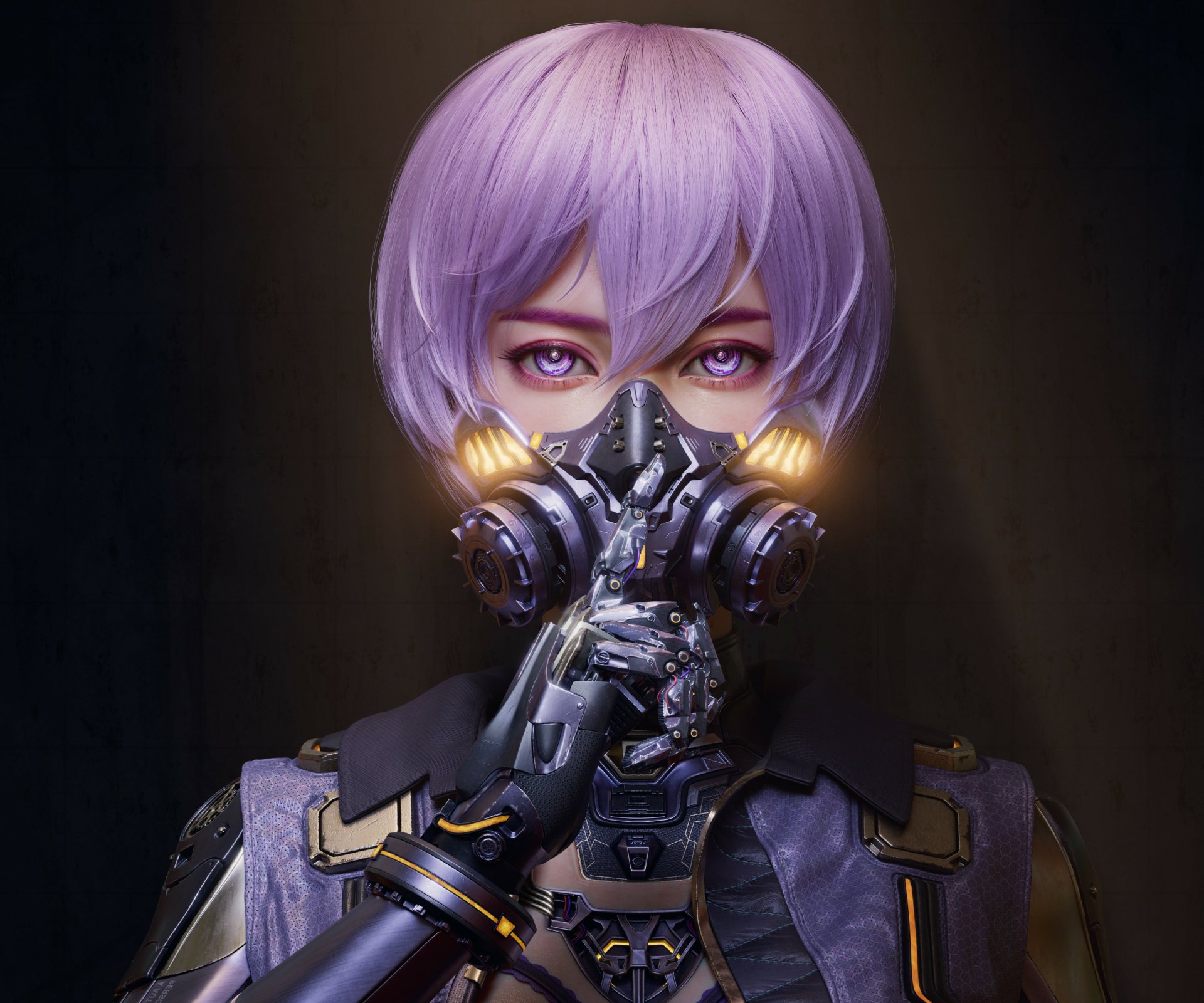 Neon Cyborg — 2K Quad HD Sci‑Fi Wallpaper by zhang yiwei