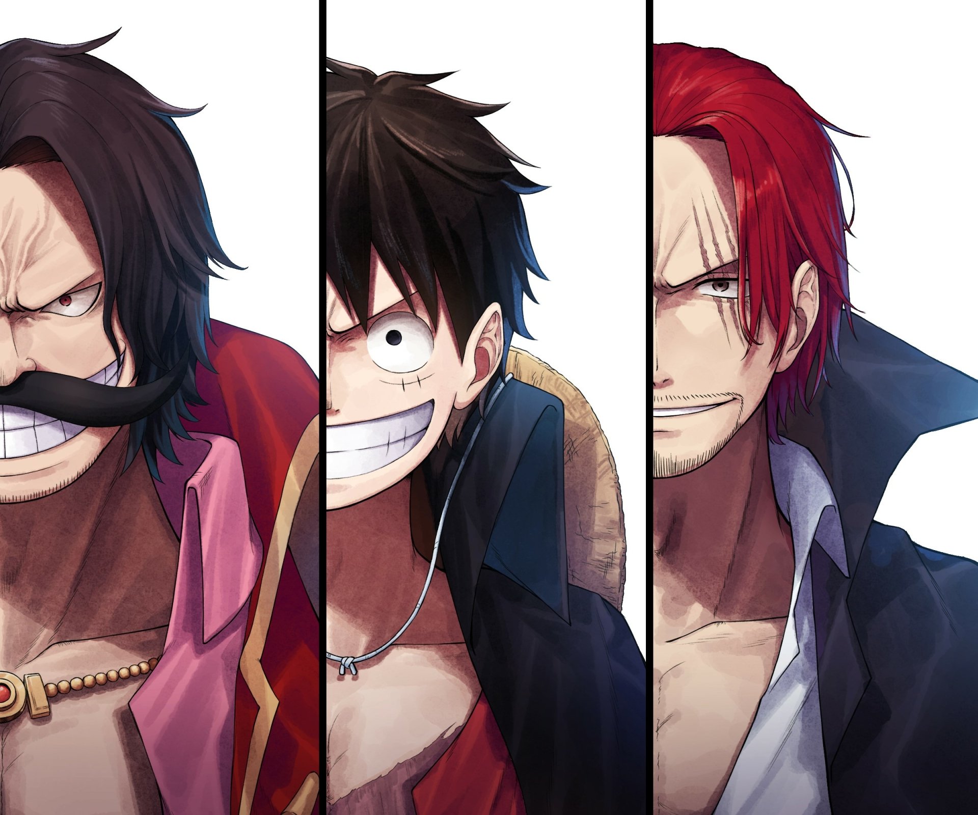 Legendary Crew: Shanks, Luffy & Roger HD One Piece Wallpaper by ばしゃうま