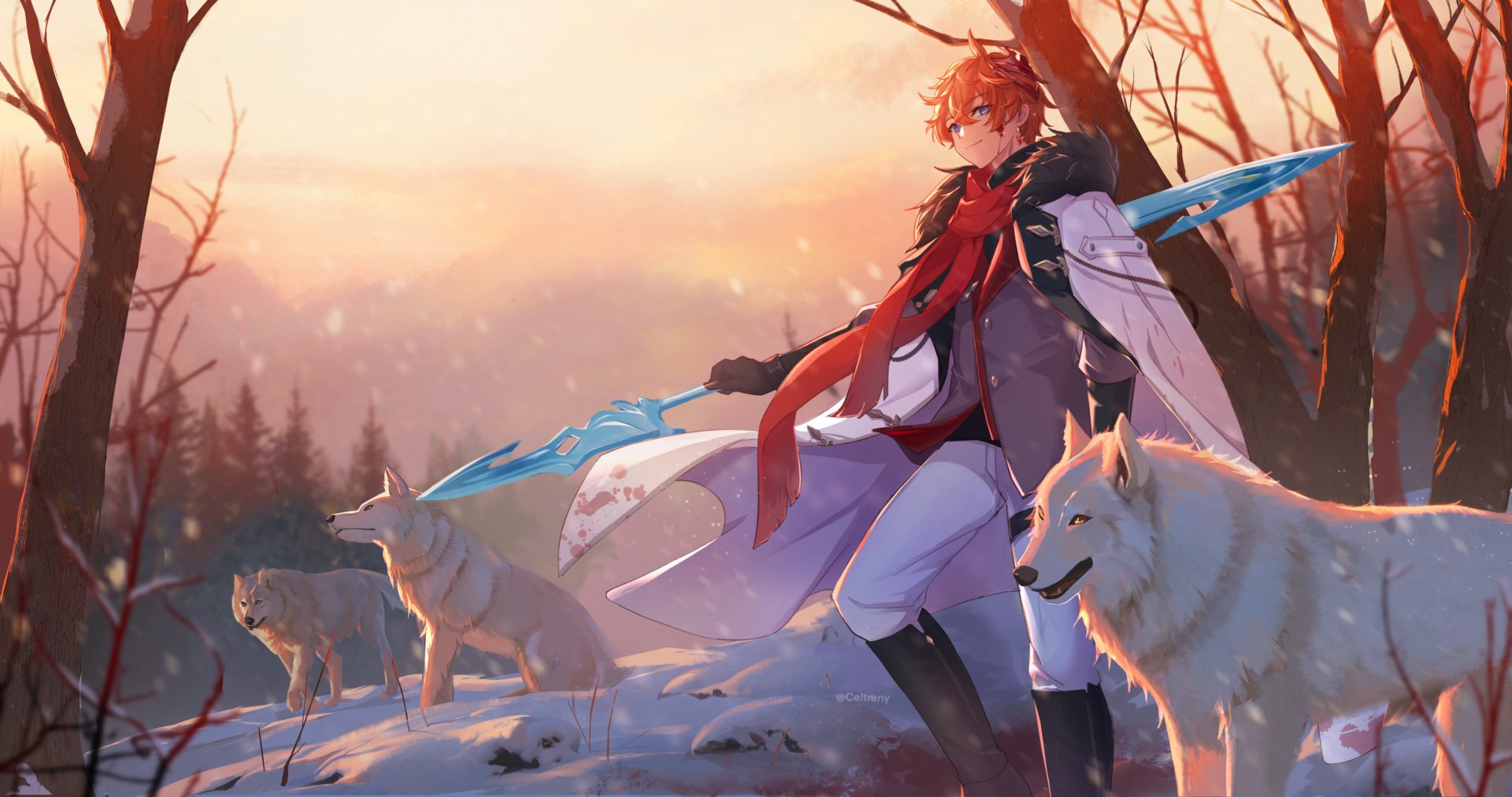 Tartaglia (Childe) — Winter Hunt 4K Wallpaper | Genshin Impact by Celtreny