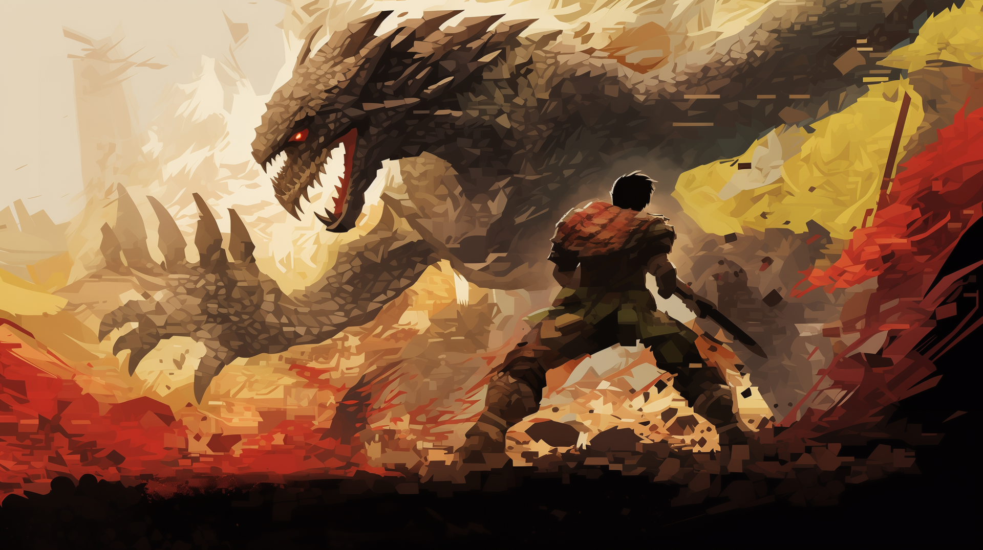 Epic Monster Hunter Showdown HD Wallpaper by Laxmonaut