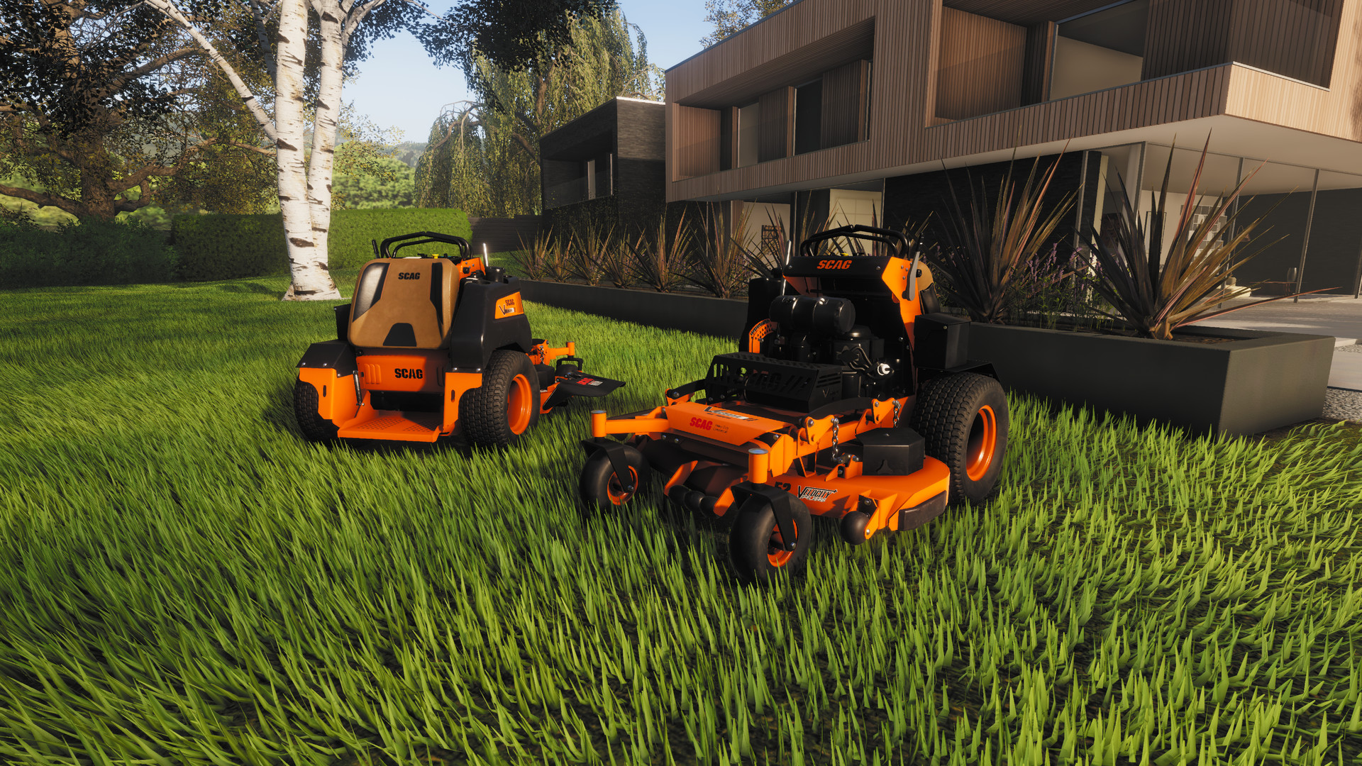 Lawn Mowing Simulator Game HD Wallpaper - Realistic Mowers on Lush Lawn