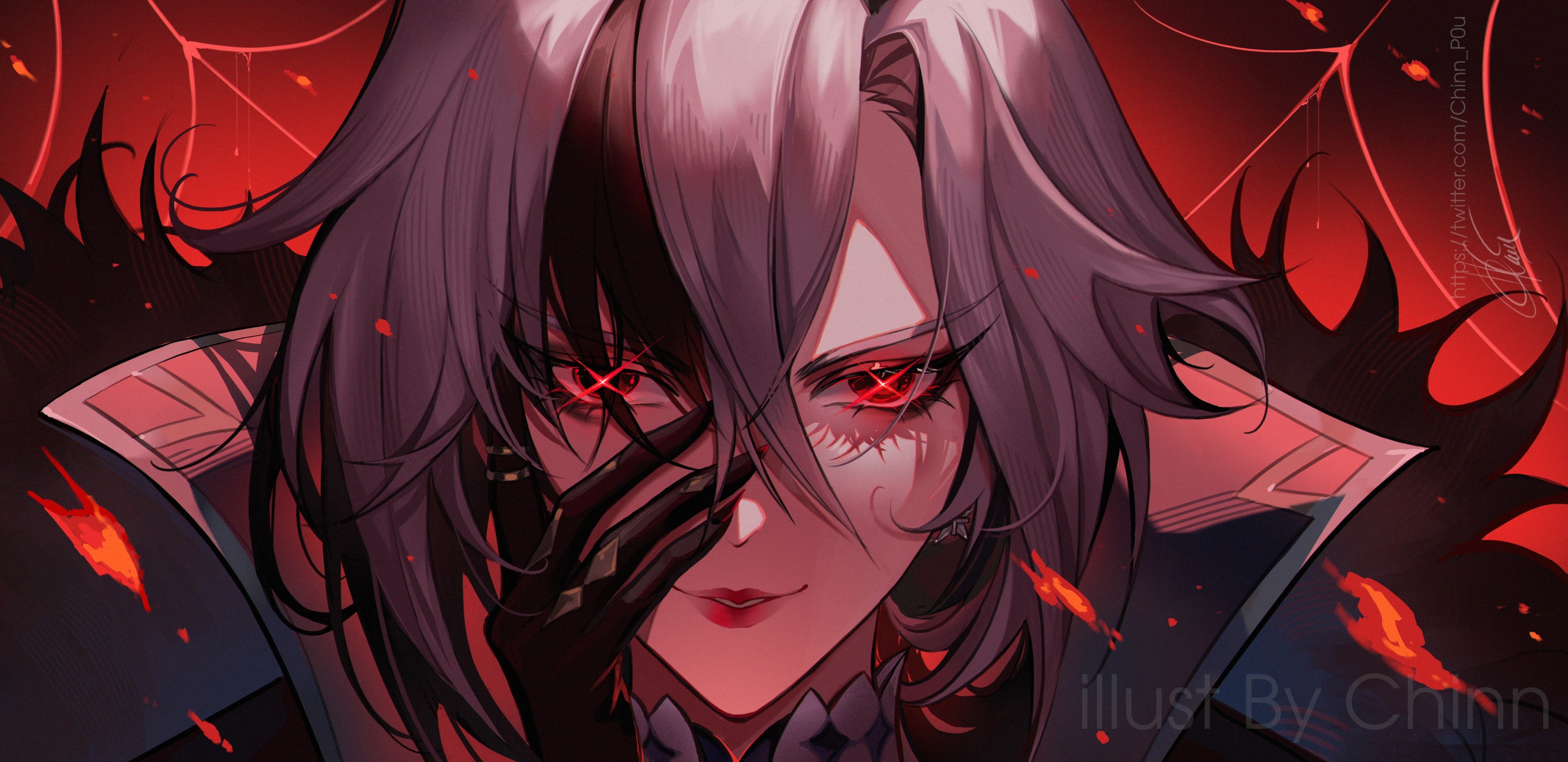 Arlecchino Genshin Impact HD Wallpaper – Dark Elegance Unleashed by Chinn