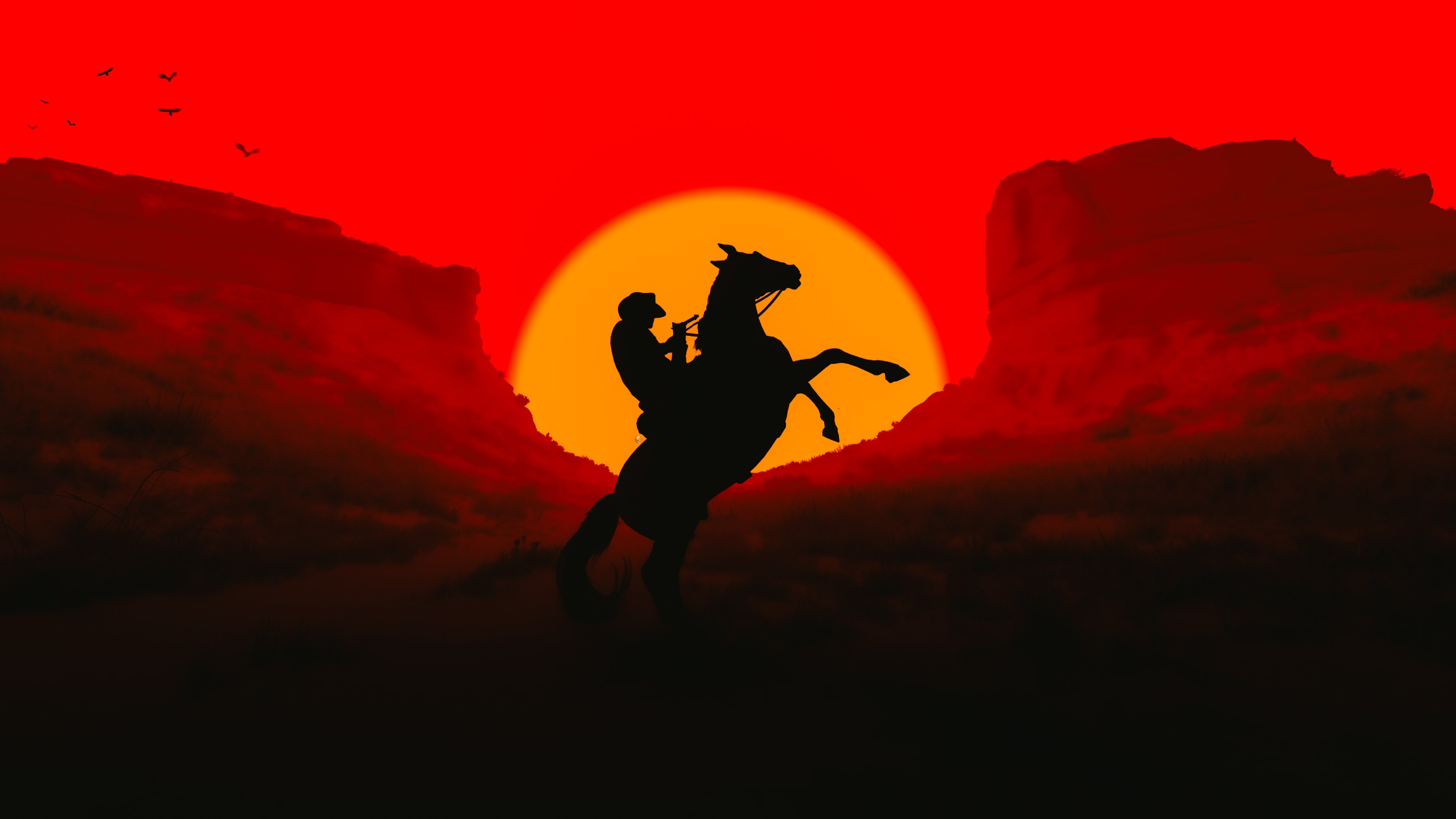 Western Cowboy At Sunset Red Dead Redemption Sunset Silhouette