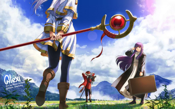 Frieren & Friends HD Anime Wallpaper – Journey’s End Moments in the Forest