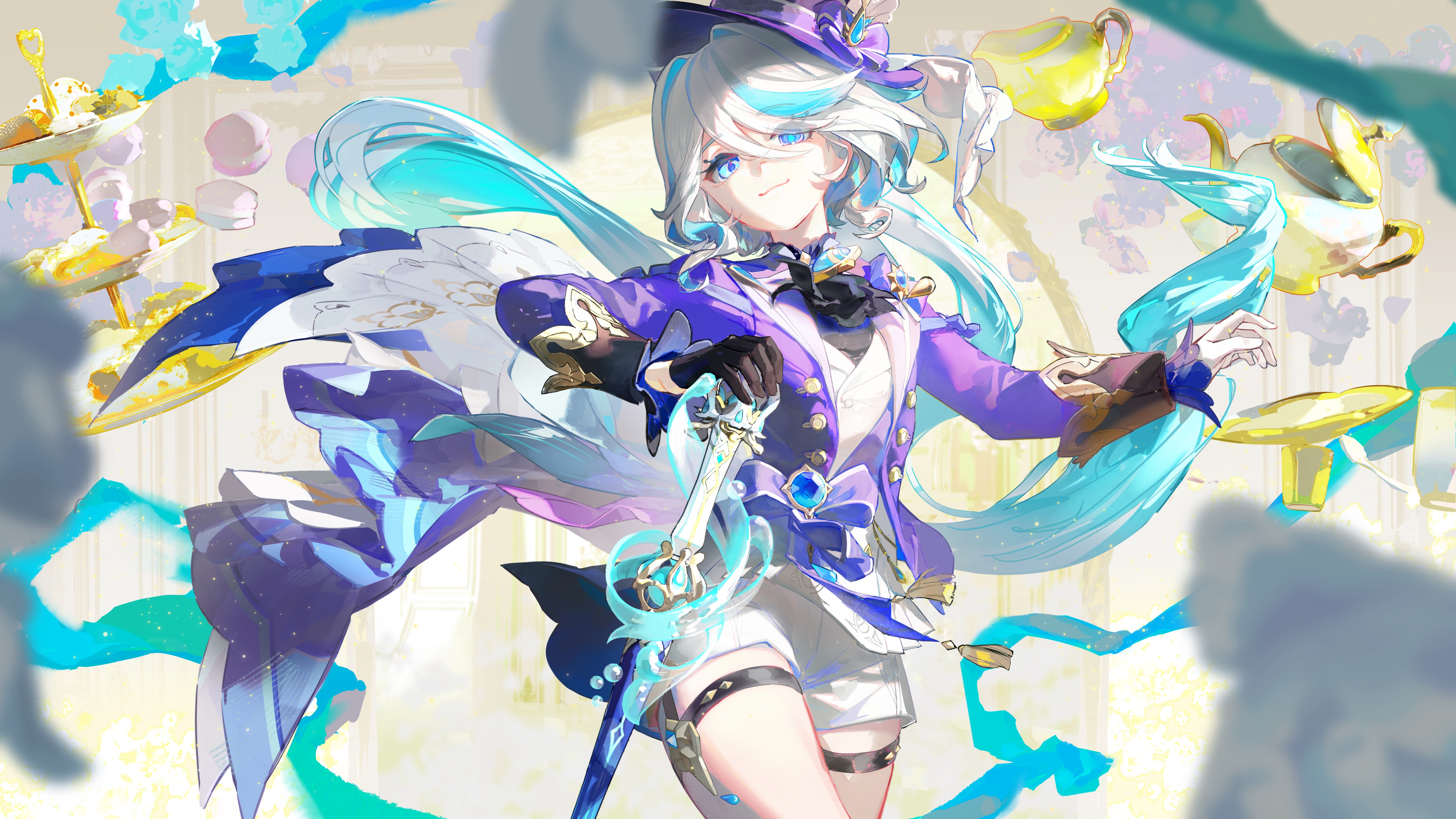 Furina’s Radiant 4K Splash – Genshin Impact Girl Wallpaper by Rafa