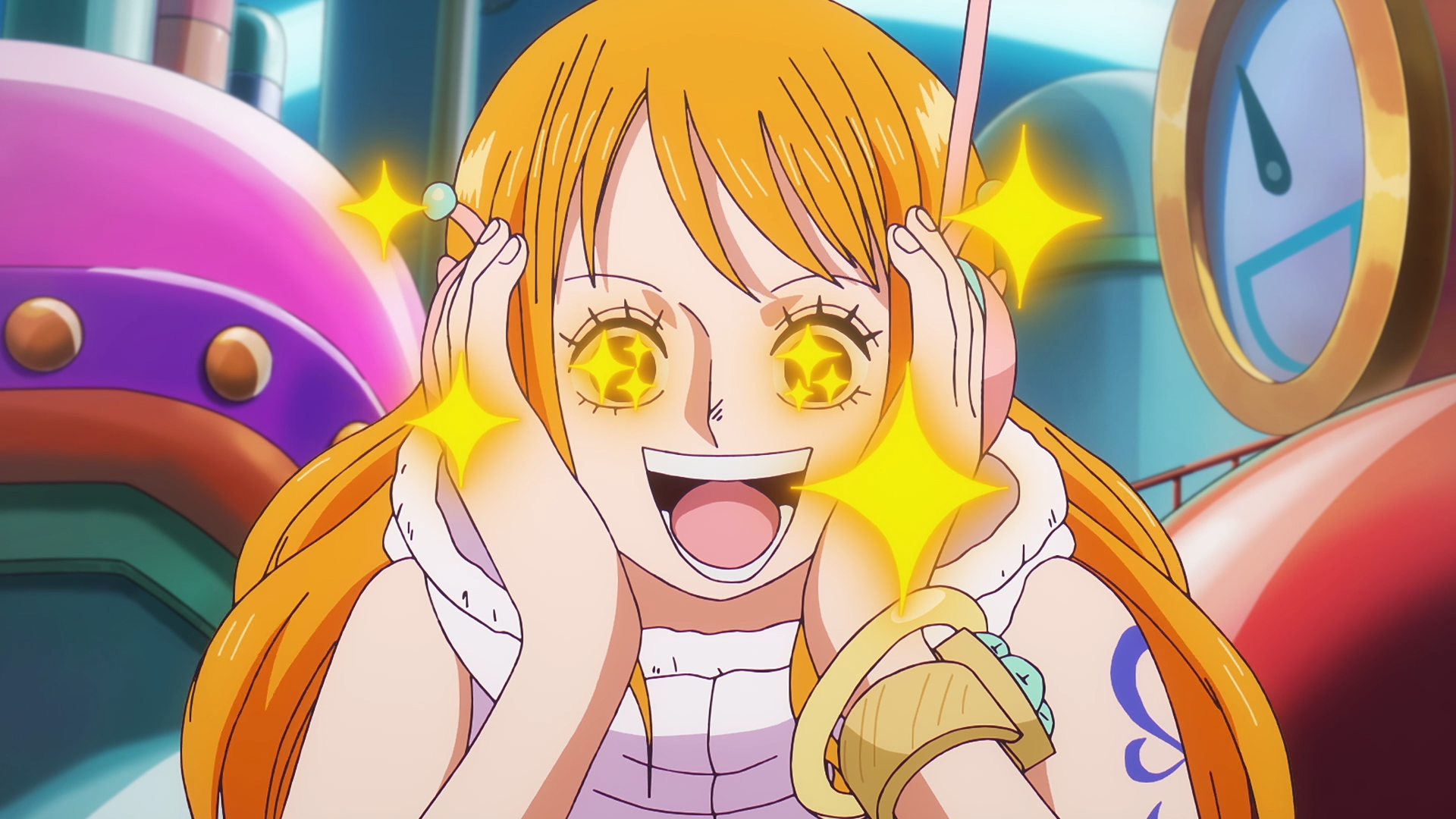 Nami’s Radiant Smile - HD One Piece Anime Wallpaper