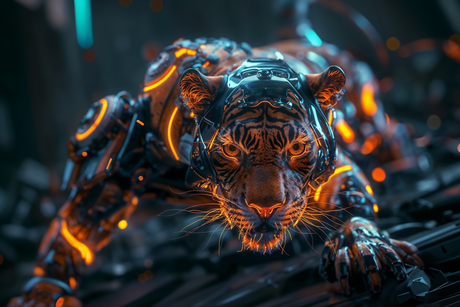 Download Tiger Cybernetic HD Wallpaper by michaldunaj