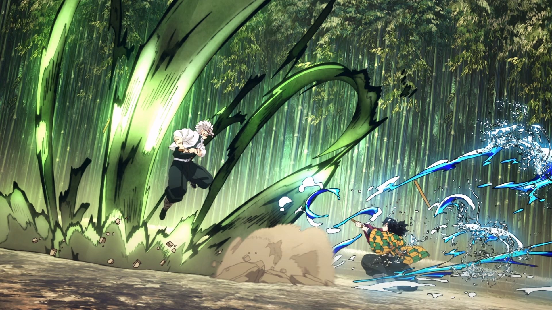 Demon Slayer HD: Sanemi vs Giyuu Epic Battle Wallpaper