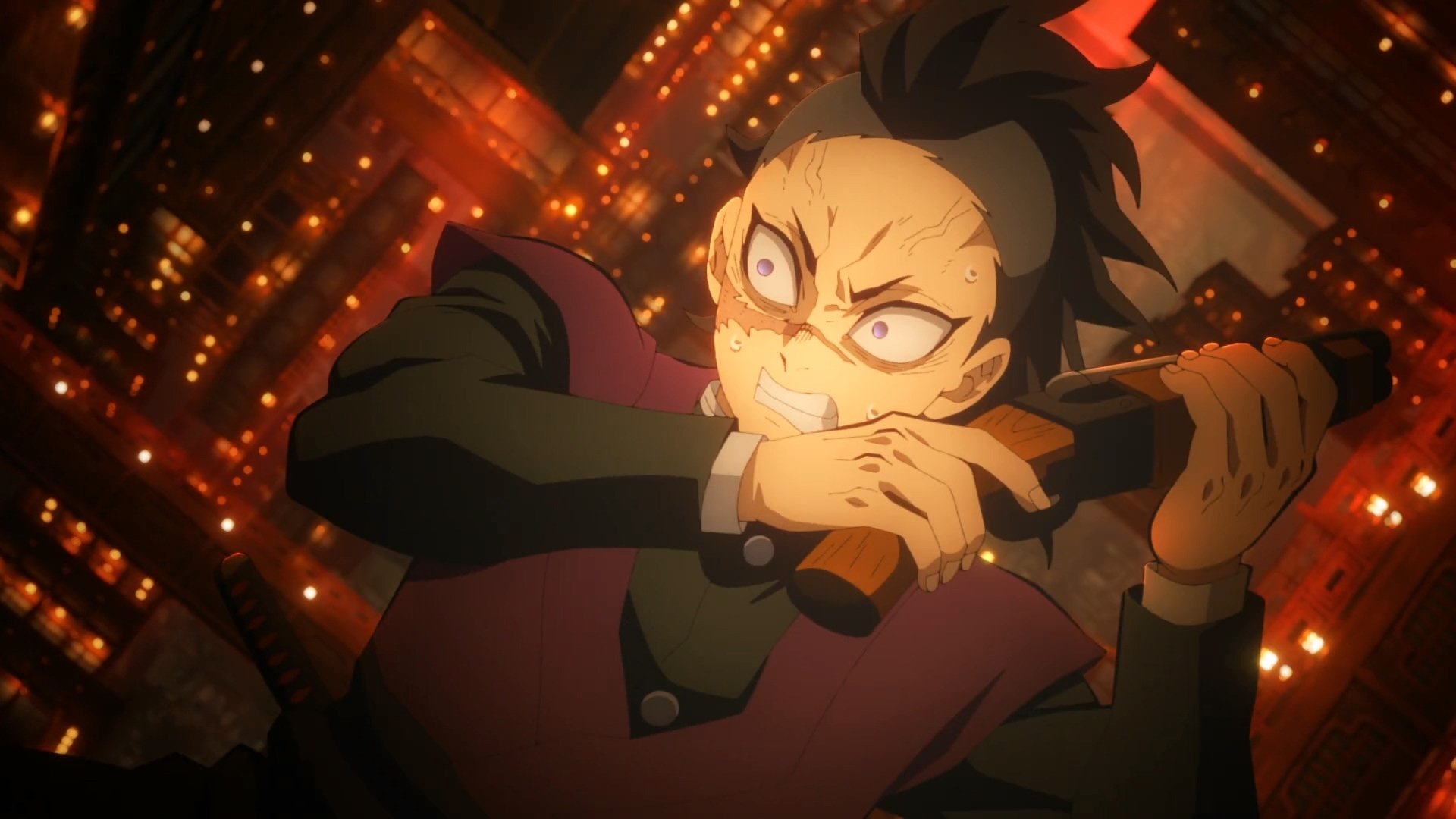 Genya Shinazugawa in Action - HD Demon Slayer Anime Wallpaper