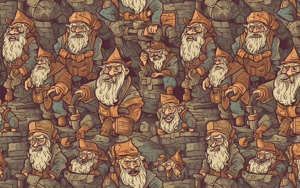 Desktop background of dwarves waiting on the mines to open by nutfalcon