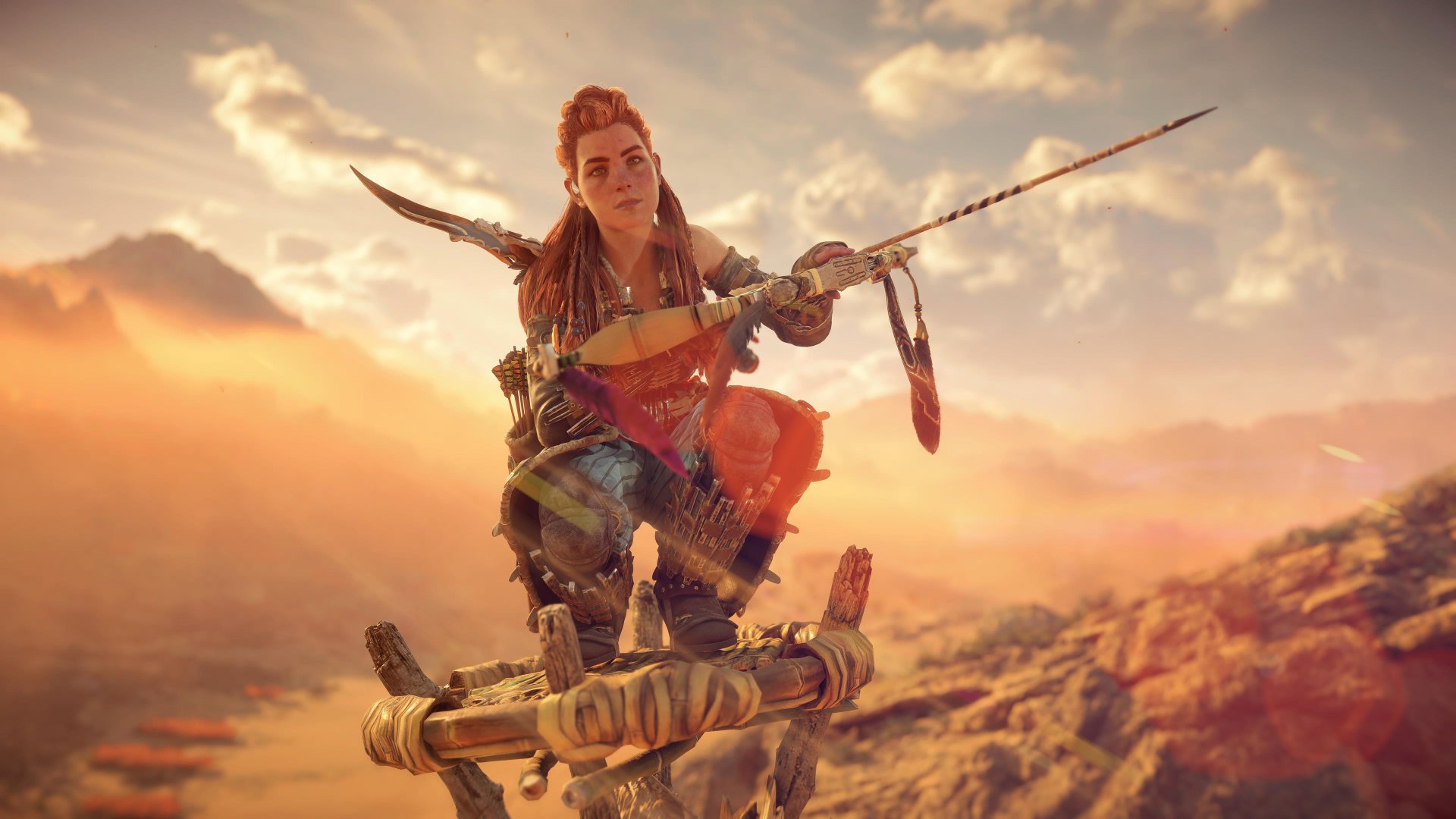 Aloy is lurking in the desert by C46 | 3840x2160 | Wallpaper Abyss