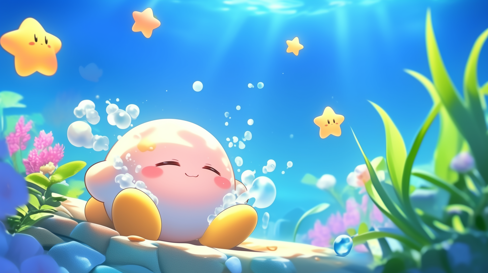 Kirby Underwater Adventure - HD Wallpaper by patrika | 2912x1632 ...