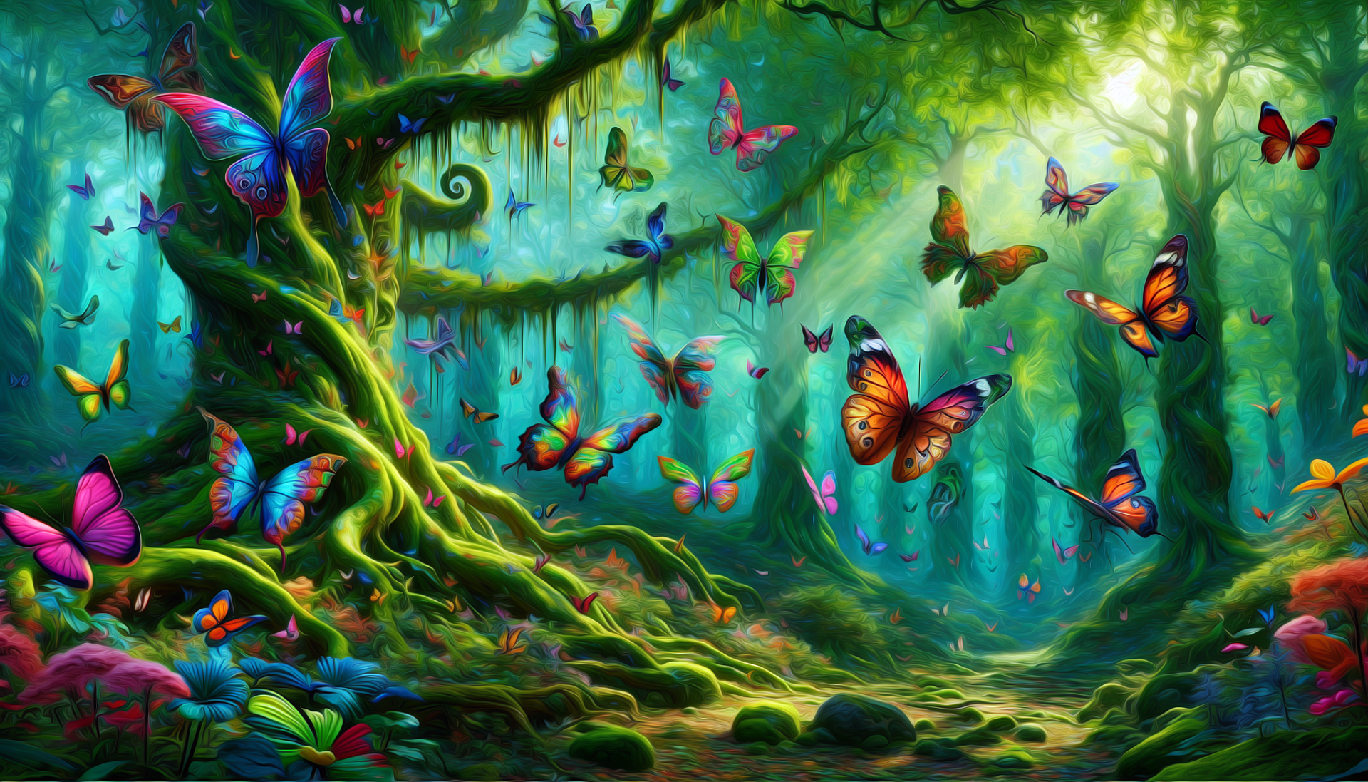 Coulorful Fantasy Butterfly Forest by lonewolf6738 | 1920x1097 ...