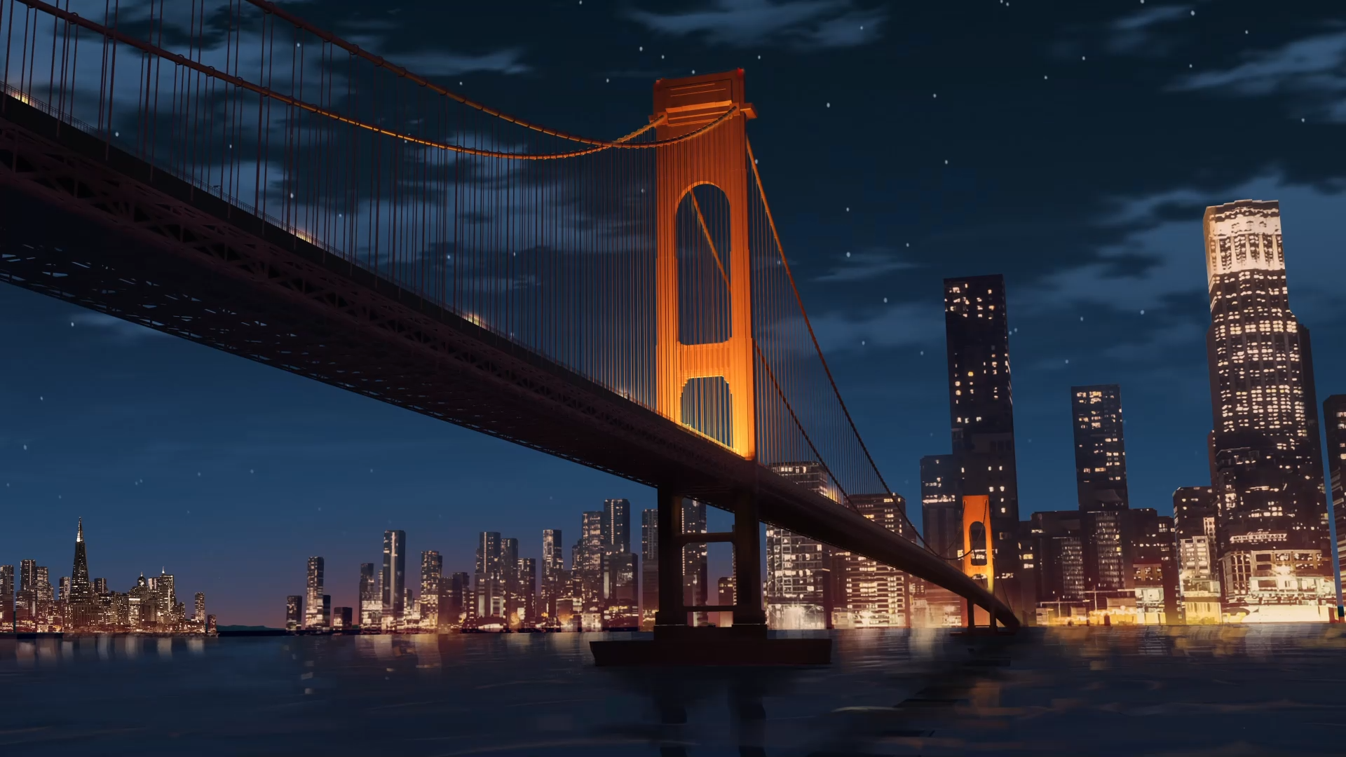 Download Bridge Night Water Town Sky HD Wallpaper by Screen from TV ...