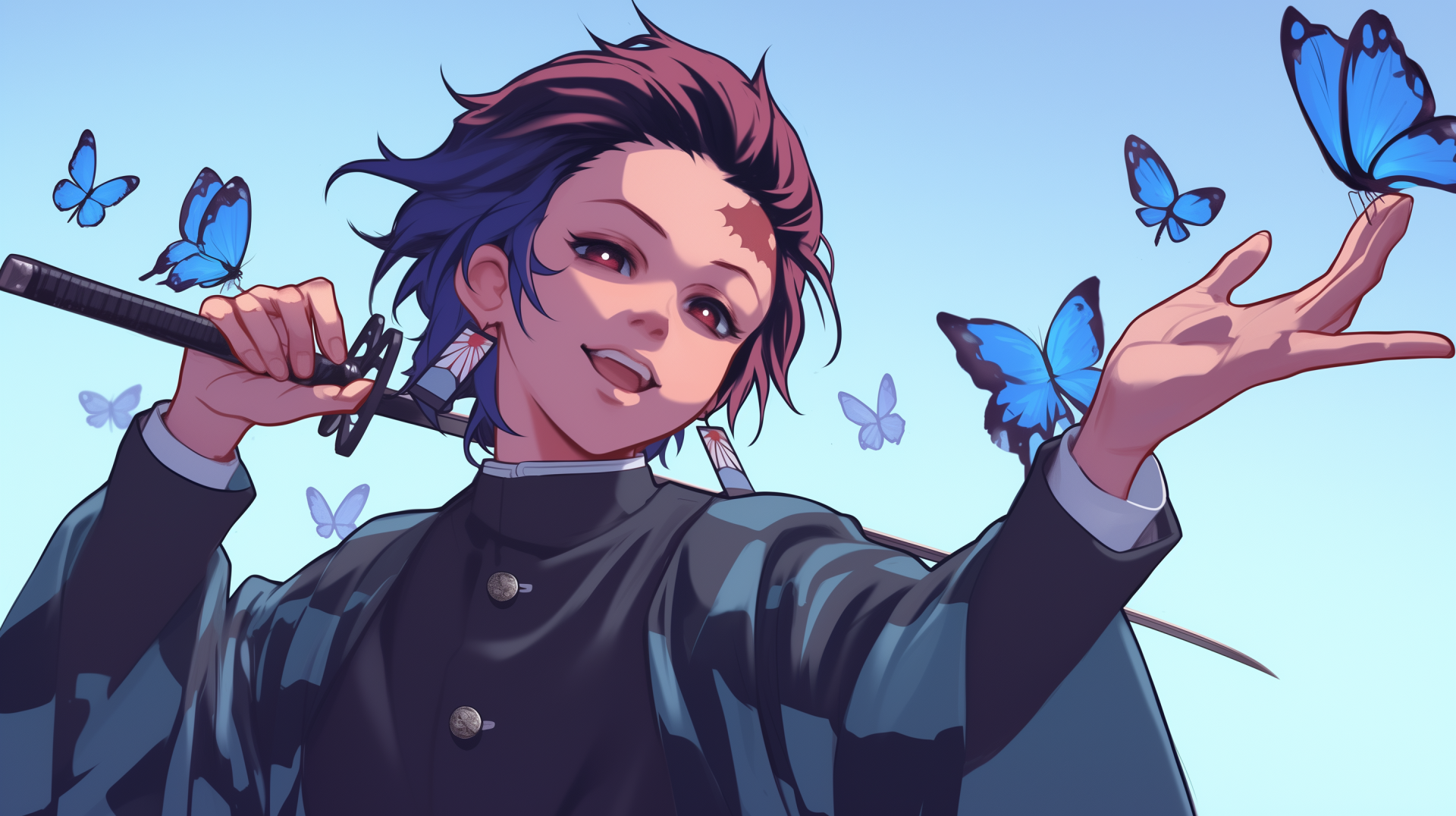 Tanjiro Kamado: Butterfly HD Wallpaper from Demon Slayer by patrika ...