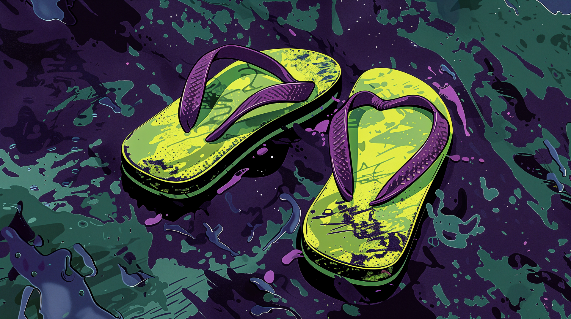 Vibrant Flip Flops: A Stunning 4K Ultra HD Wallpaper by robokoboto