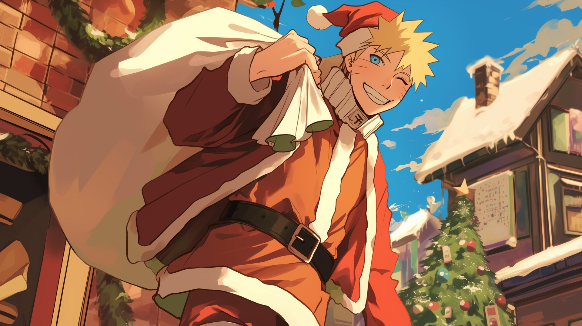 Naruto Uzumaki: Anime Christmas Santa HD Wallpaper by patrika