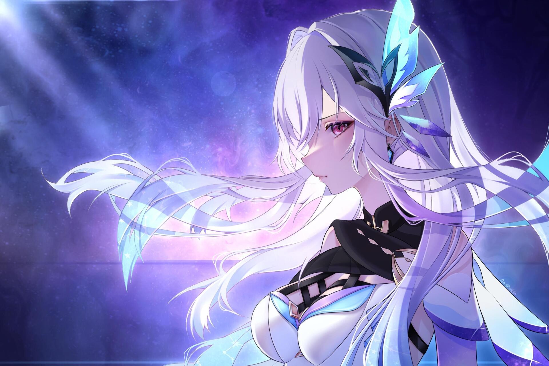 Skirk HD Wallpaper | Genshin Impact Girl in Mystical Glow by Kaïko