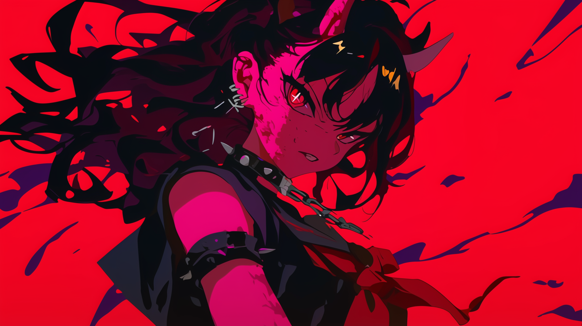 Red Demon Anime Girl HD Wallpaper: Phonk Vibes by patrika