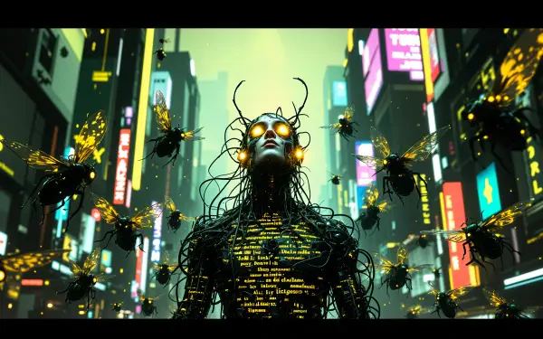 Bugcore: A 4K Ultra HD Wallpaper of Cybernetic Fusion by QuantumCurator