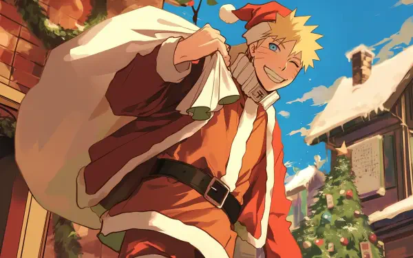 Festive Saitama in Santa Hat - One-Punch Man Christmas HD Wallpaper